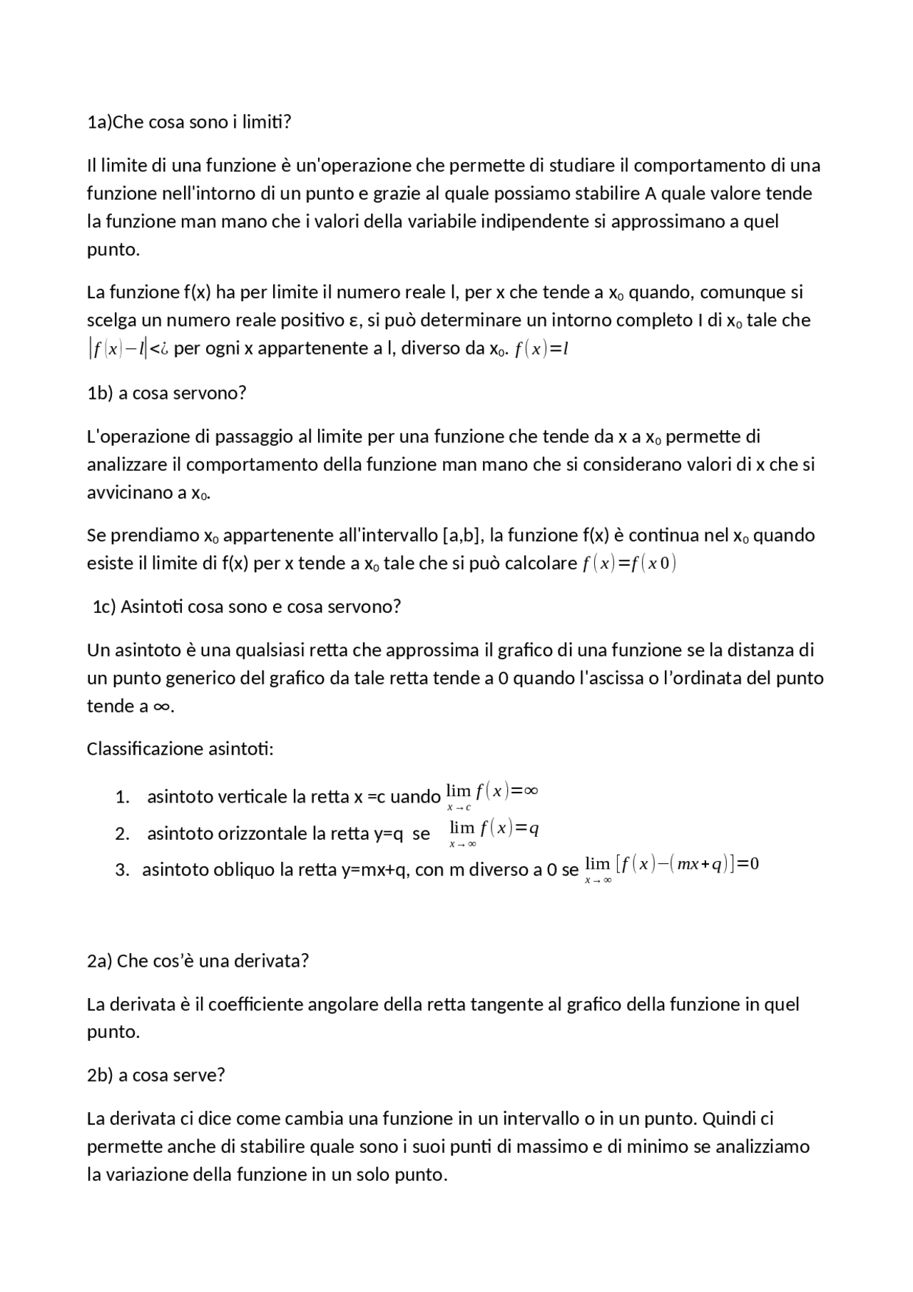 Domande di matematica afm | Temi di Matematica | Docsity