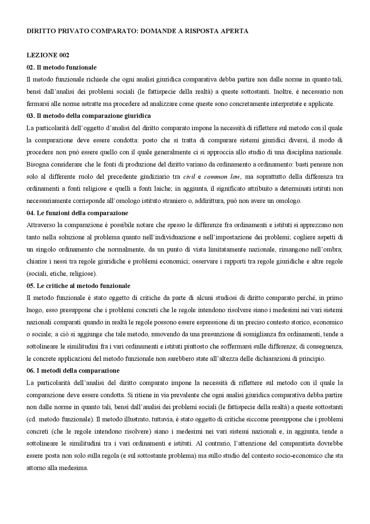 Paniere Domande Aperte di Diritto Privato Comparato | e-Campus | Panieri di Diritto Privato ...