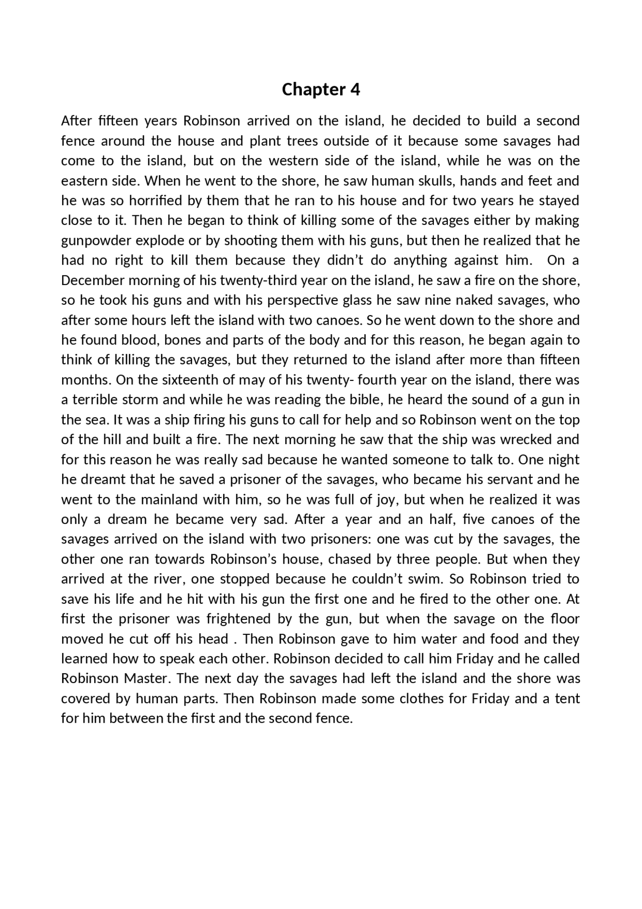 Robinson Crusoe Chapter 4 Sintesi Del Corso Di Inglese Docsity