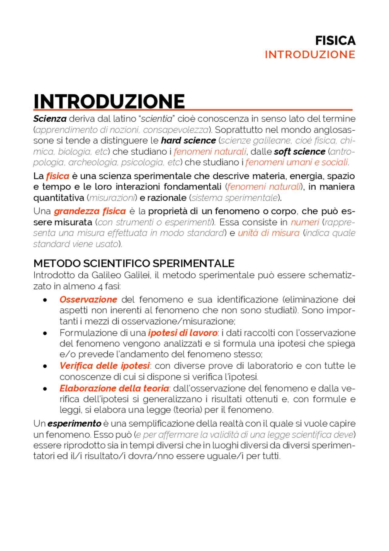 Fisica Ctf Introduzione Appunti Di Fisica Docsity