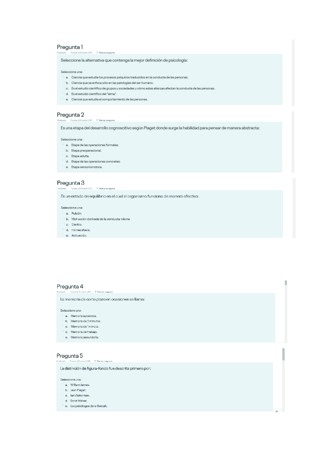 Solución De Exámenes Exámenes De Psicología Docsity