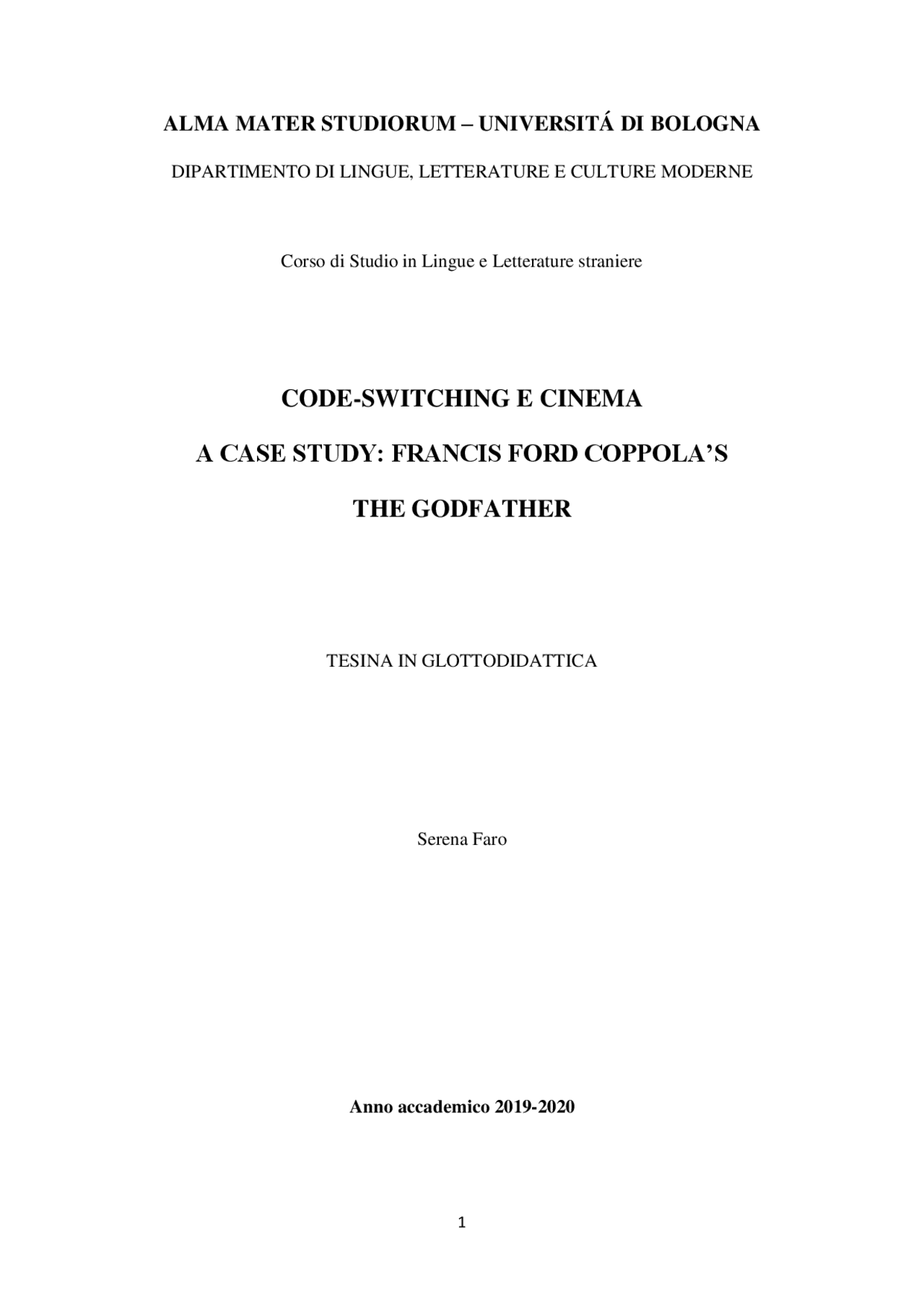Code Switching Nel Film Il Padrino Tesine Universitarie Di