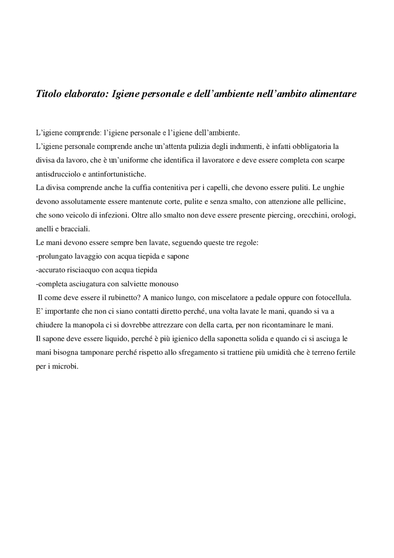 Igiene Ambientale E Personale Schemi E Mappe Concettuali Di Igiene