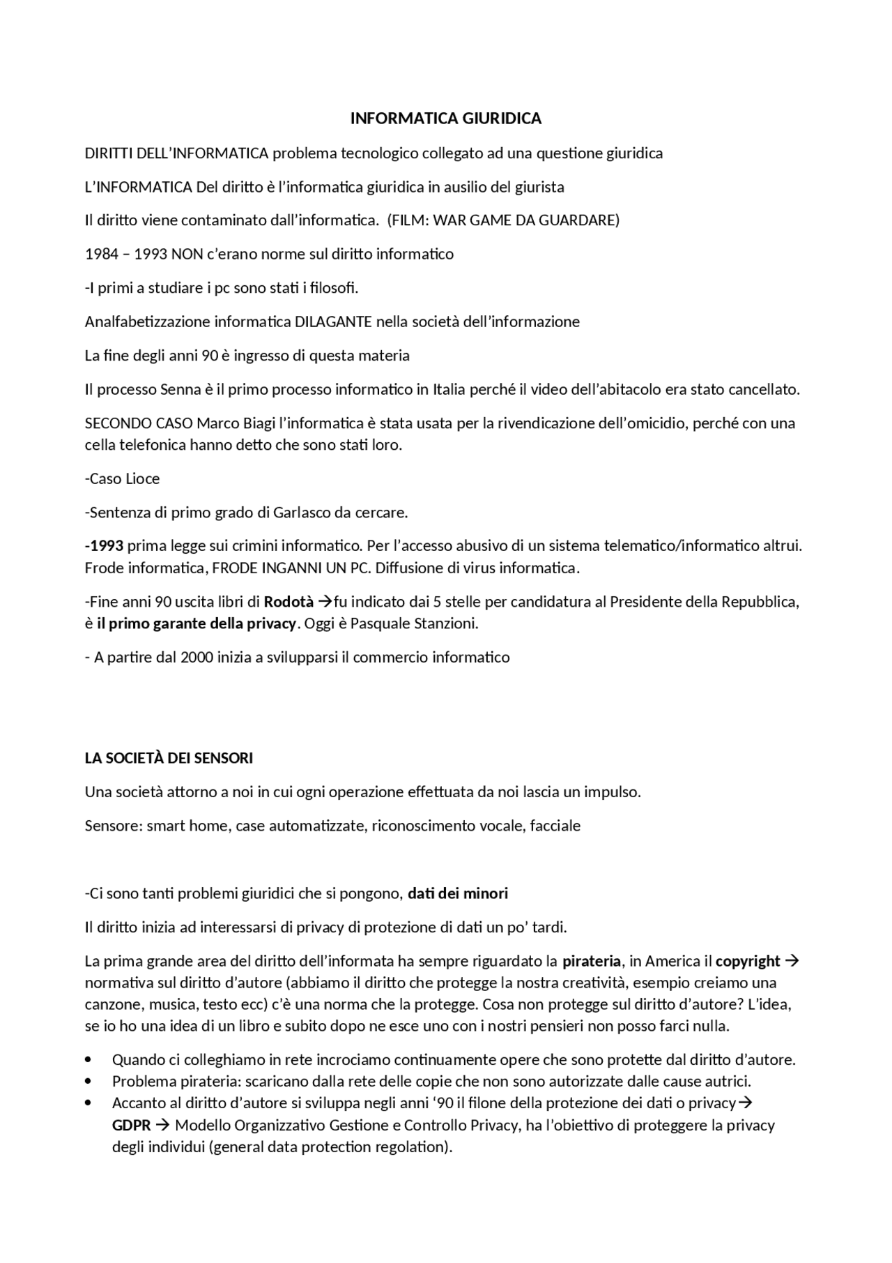 Appunti Presi A Lezione Appunti Di Informatica Giuridica Docsity
