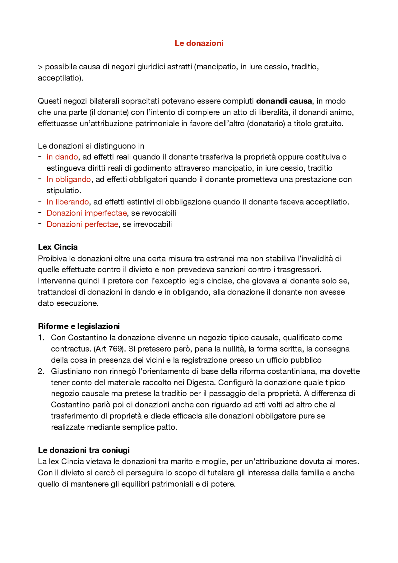 Donazioni In Diritto Romano Appunti Di Istituzioni Di Diritto Romano