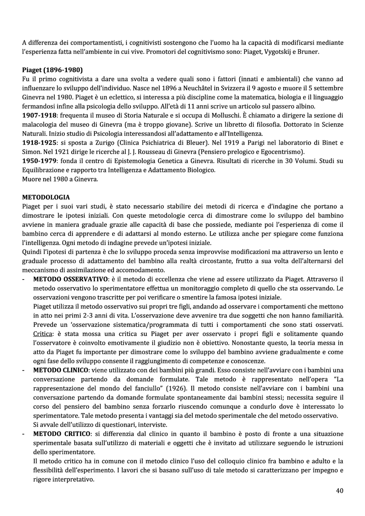 Piaget + schema degli stadi | Appunti di Psicologia Dello Sviluppo E ...