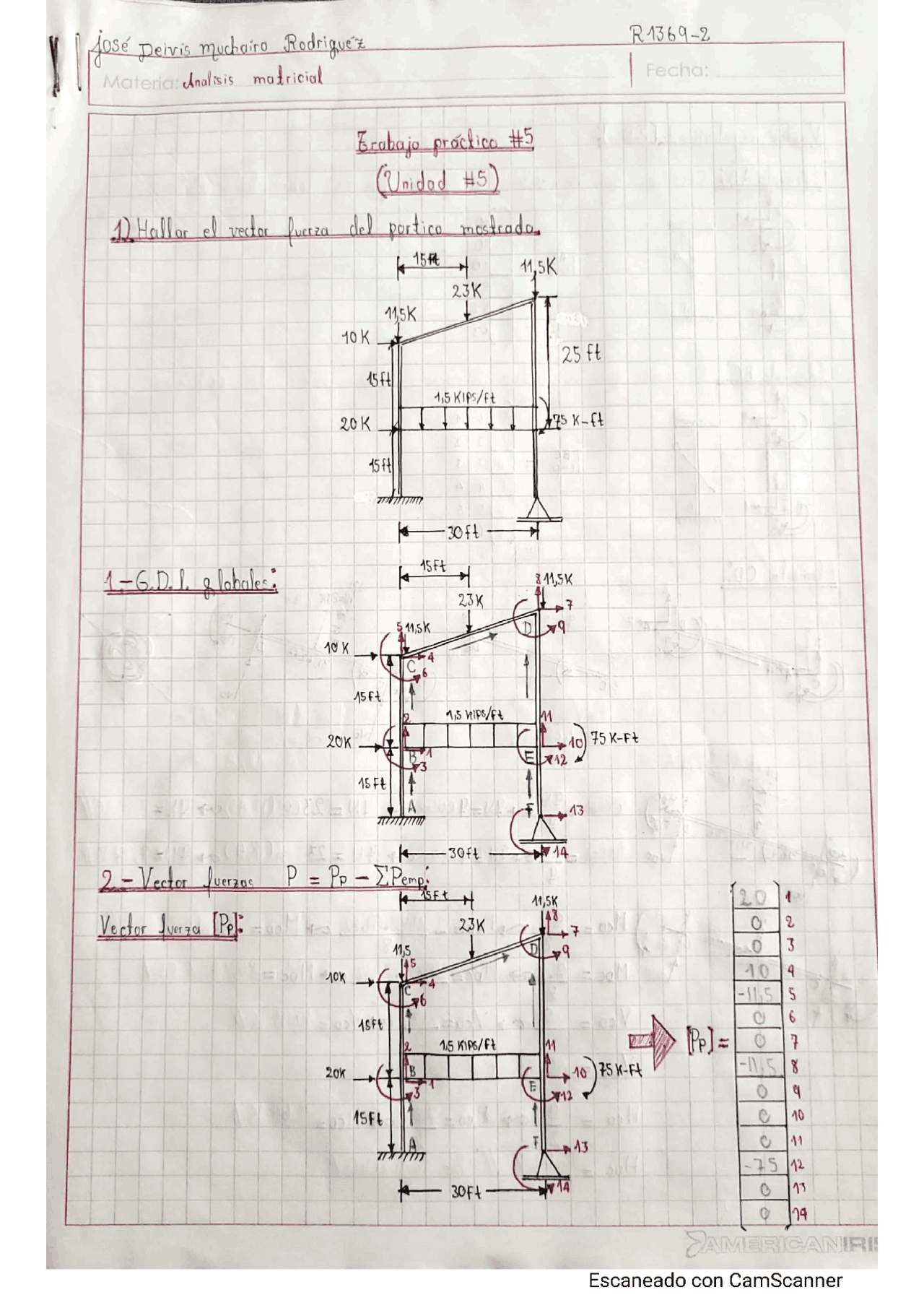 Trabajo practico del cap 7 porticos | Ejercicios de Estructuras y ...