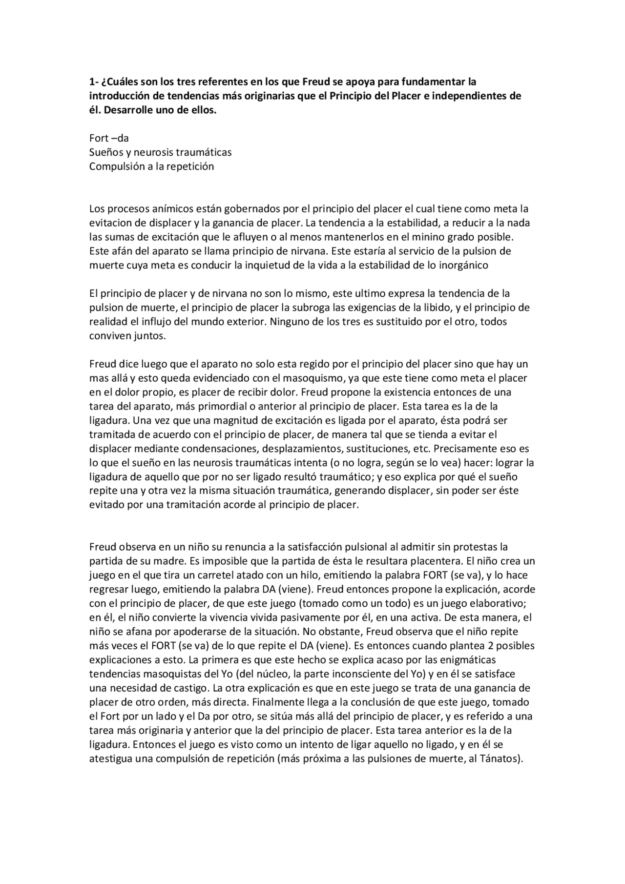 Examen Segundo Parcial Exámenes De Psicoanálisis Docsity