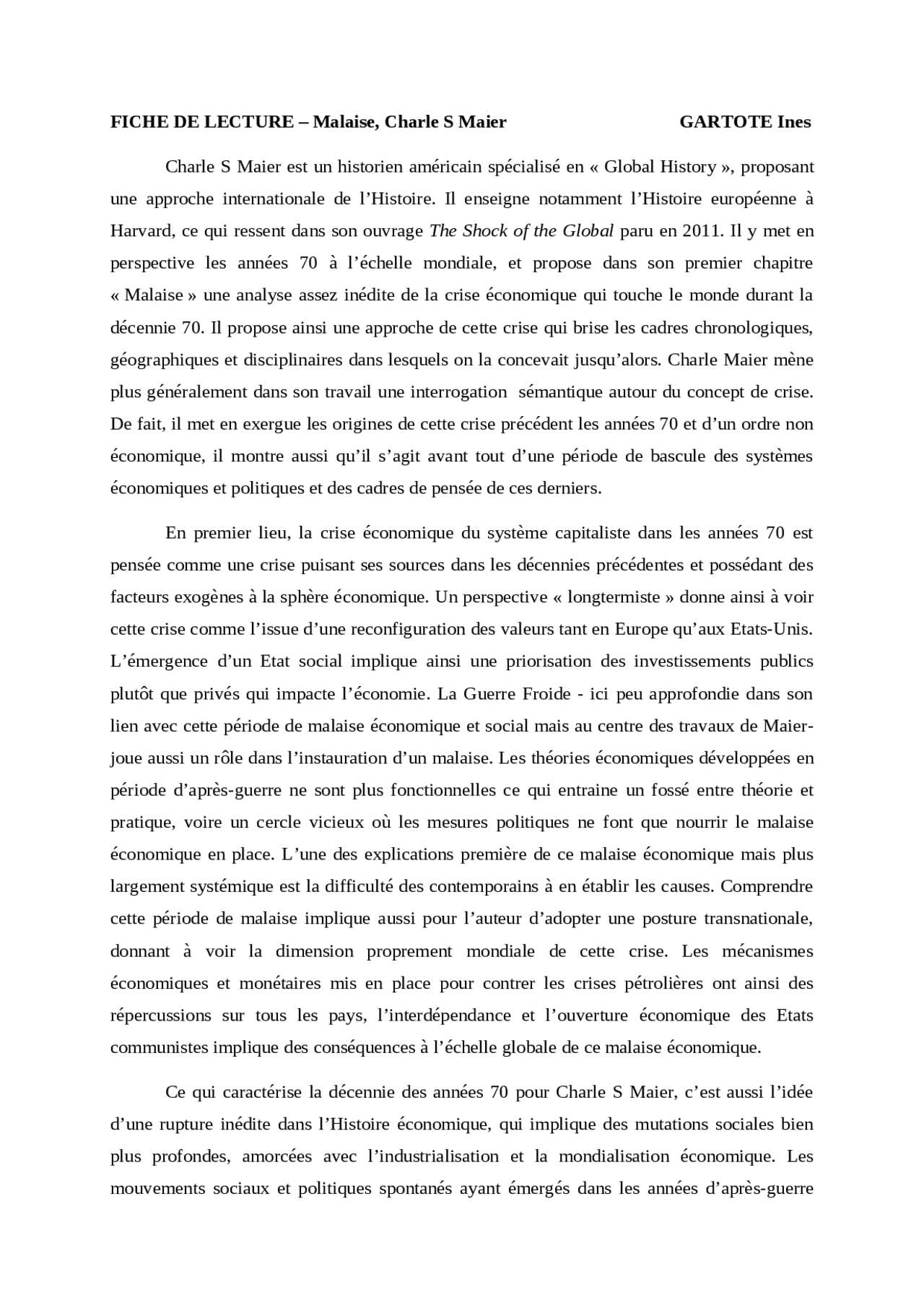 Fiche De Lecture The Choc Of The Global Résumés Histoire