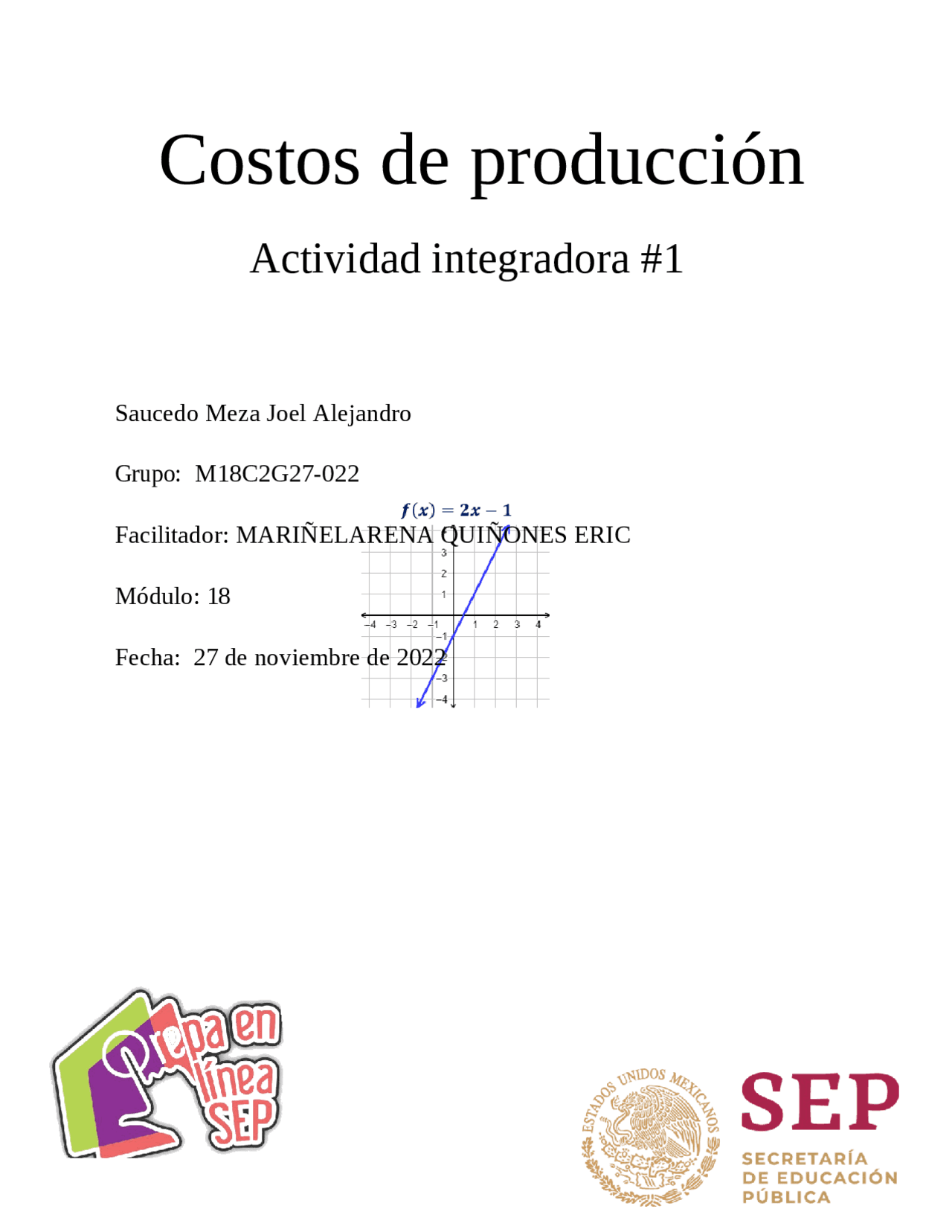 Costos De Producción Actividad Integradora 1 2022 Ejercicios De