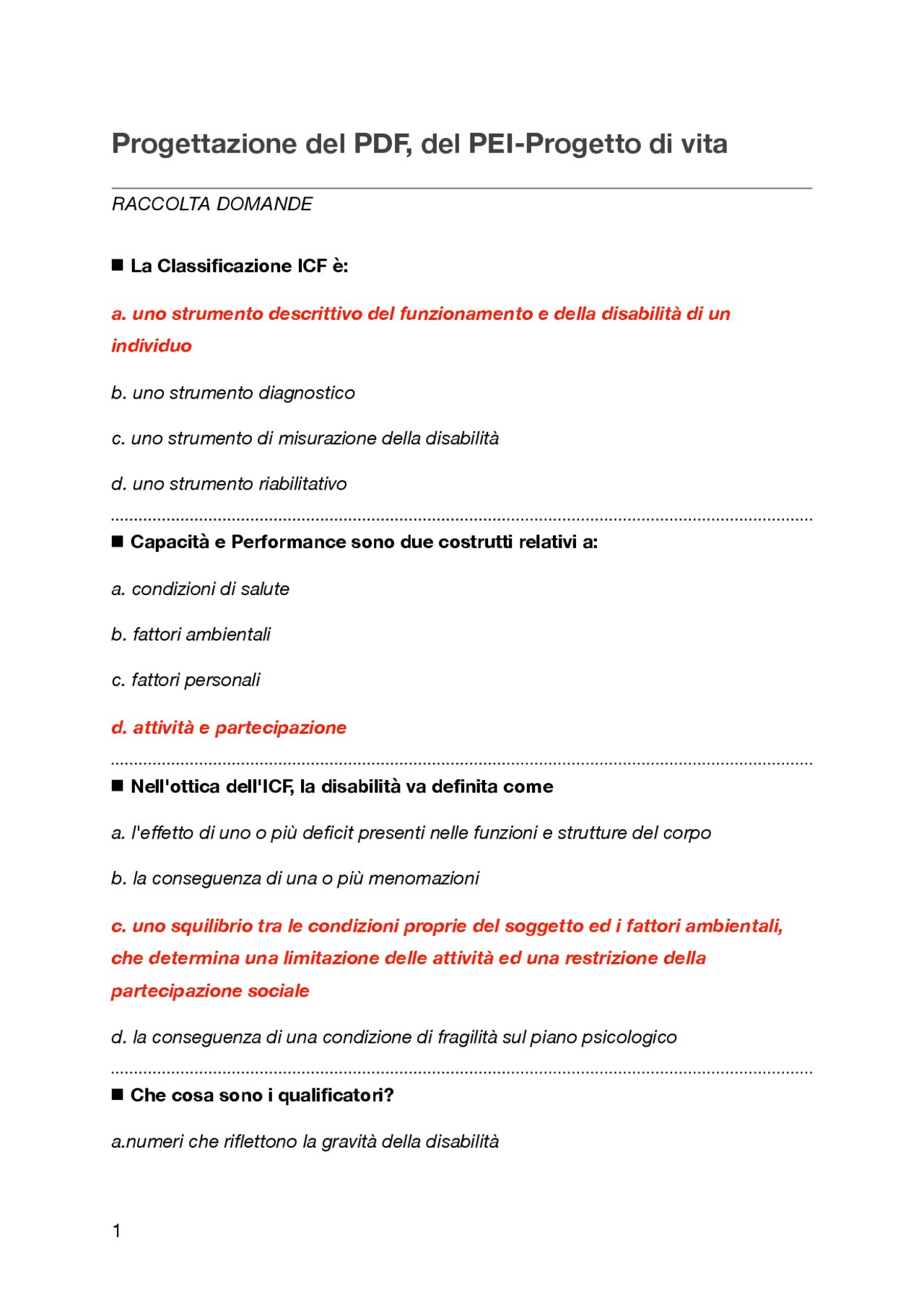 Progettazione Del Pdf Del Pei Progetto Di Vita E Icf Prove Desame
