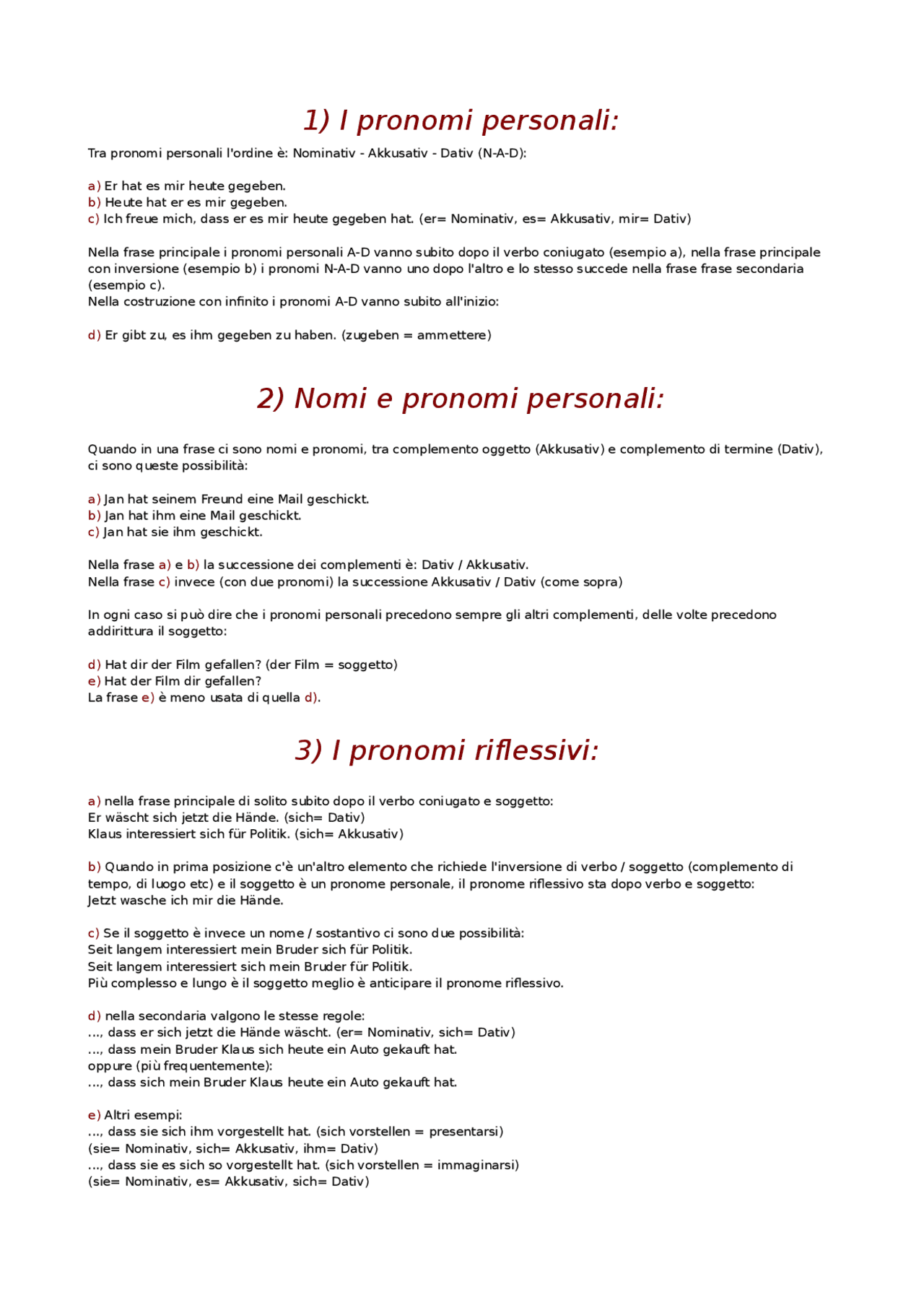 Costruzione Frase Lingua Tedesca Appunti Di Tedesco Docsity