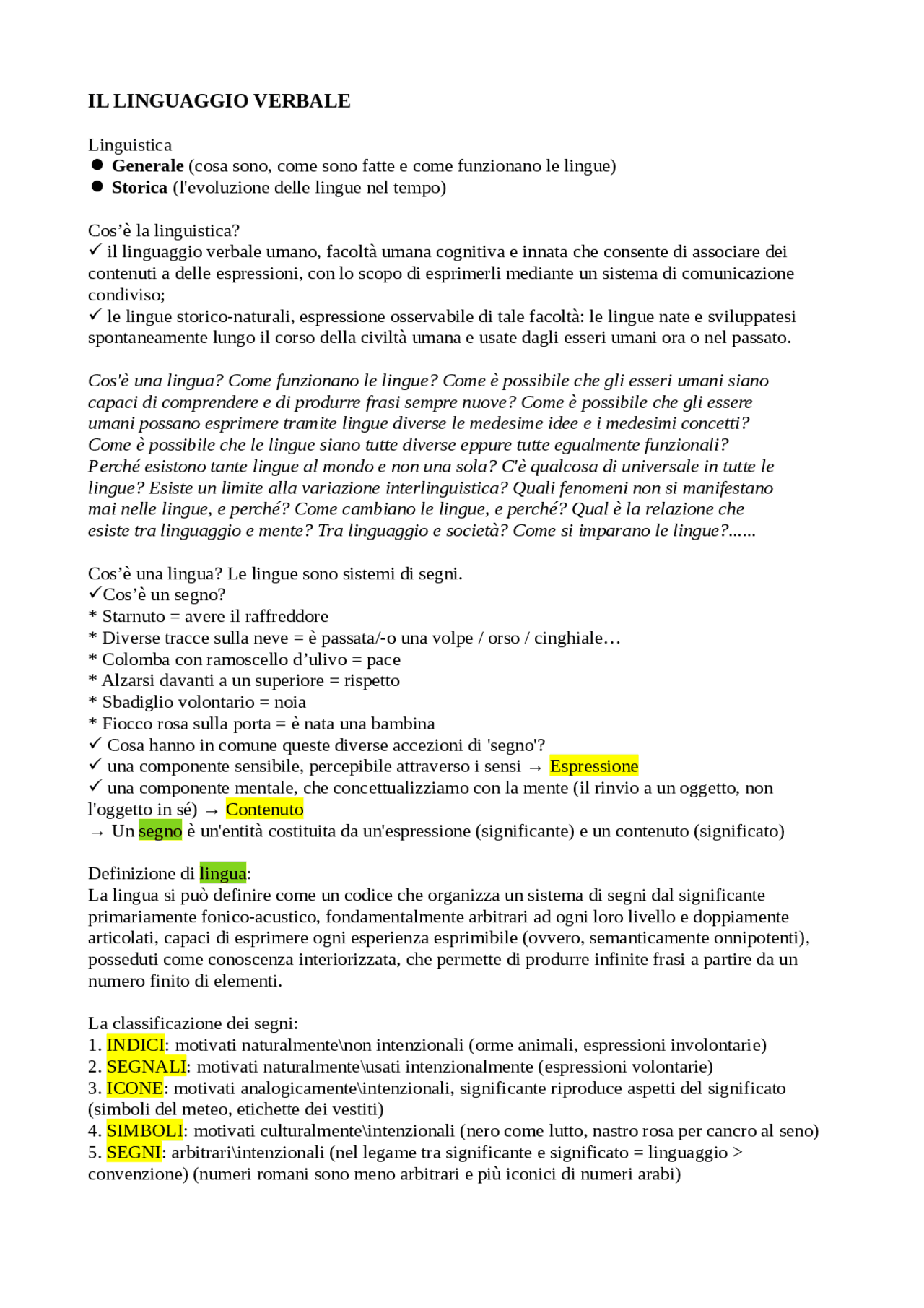 Appunti Linguistica Modulo A Appunti Di Linguistica Generale Docsity