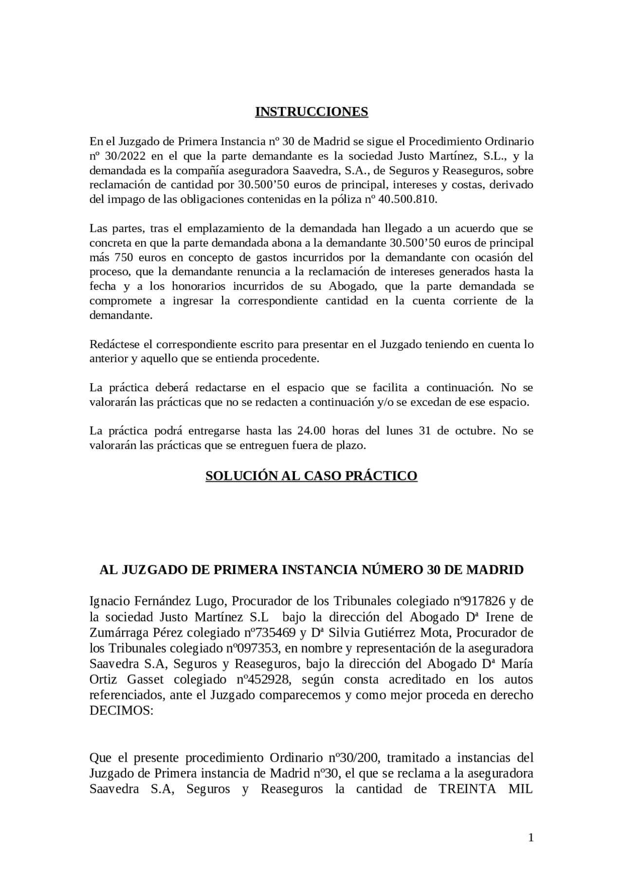 Practica De Derecho Procesal Civil Ii Ejercicios De Derecho Procesal