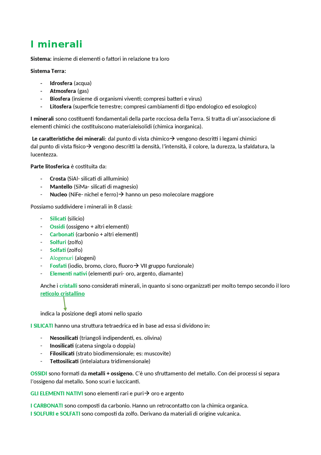 Mineralogia: I Minerali, Le Rocce e i Processi Geologici | Schemi e mappe concettuali di Scienze ...