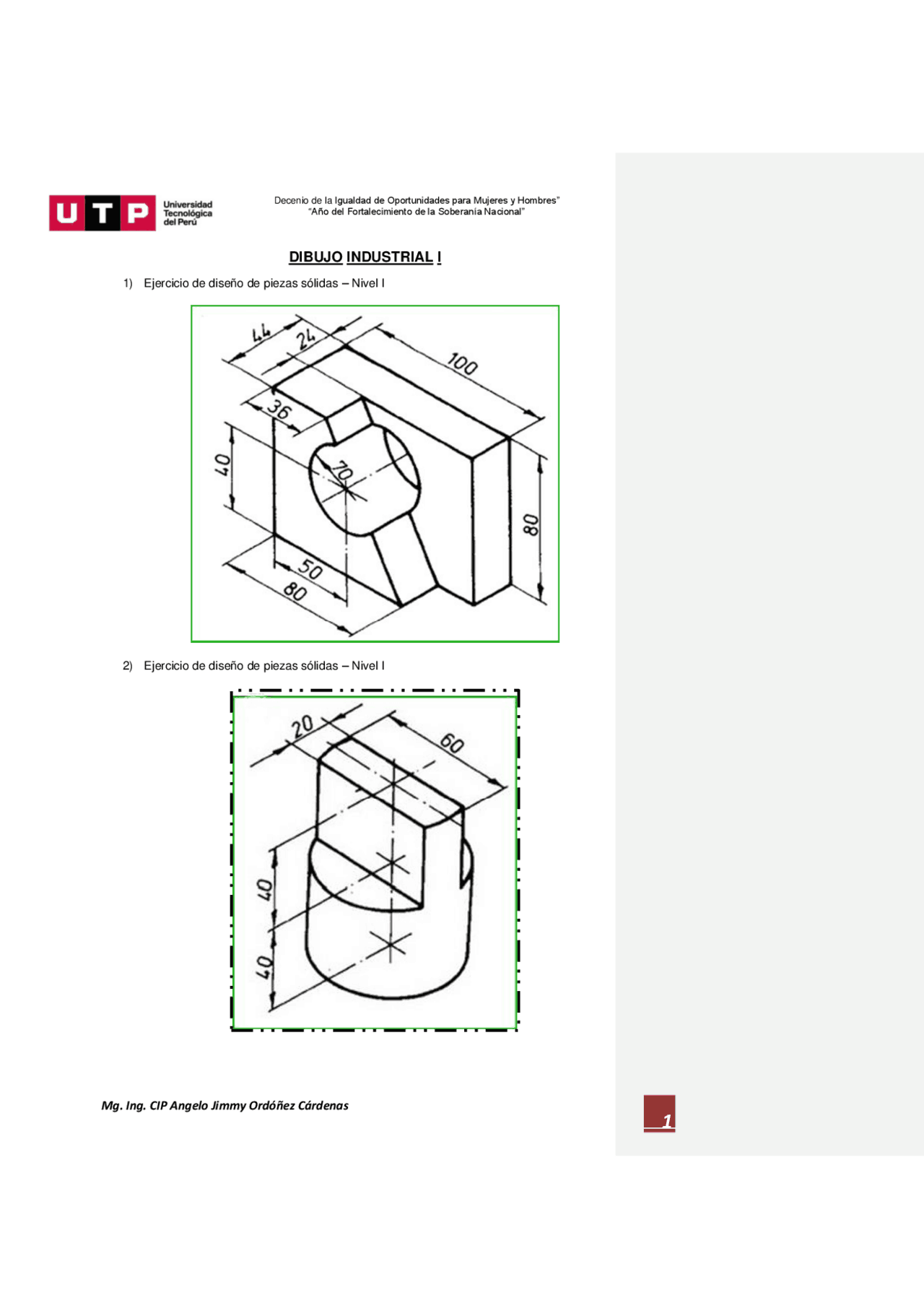 Practica de dibujo mecanico | Ejercicios de Dibujo técnico | Docsity