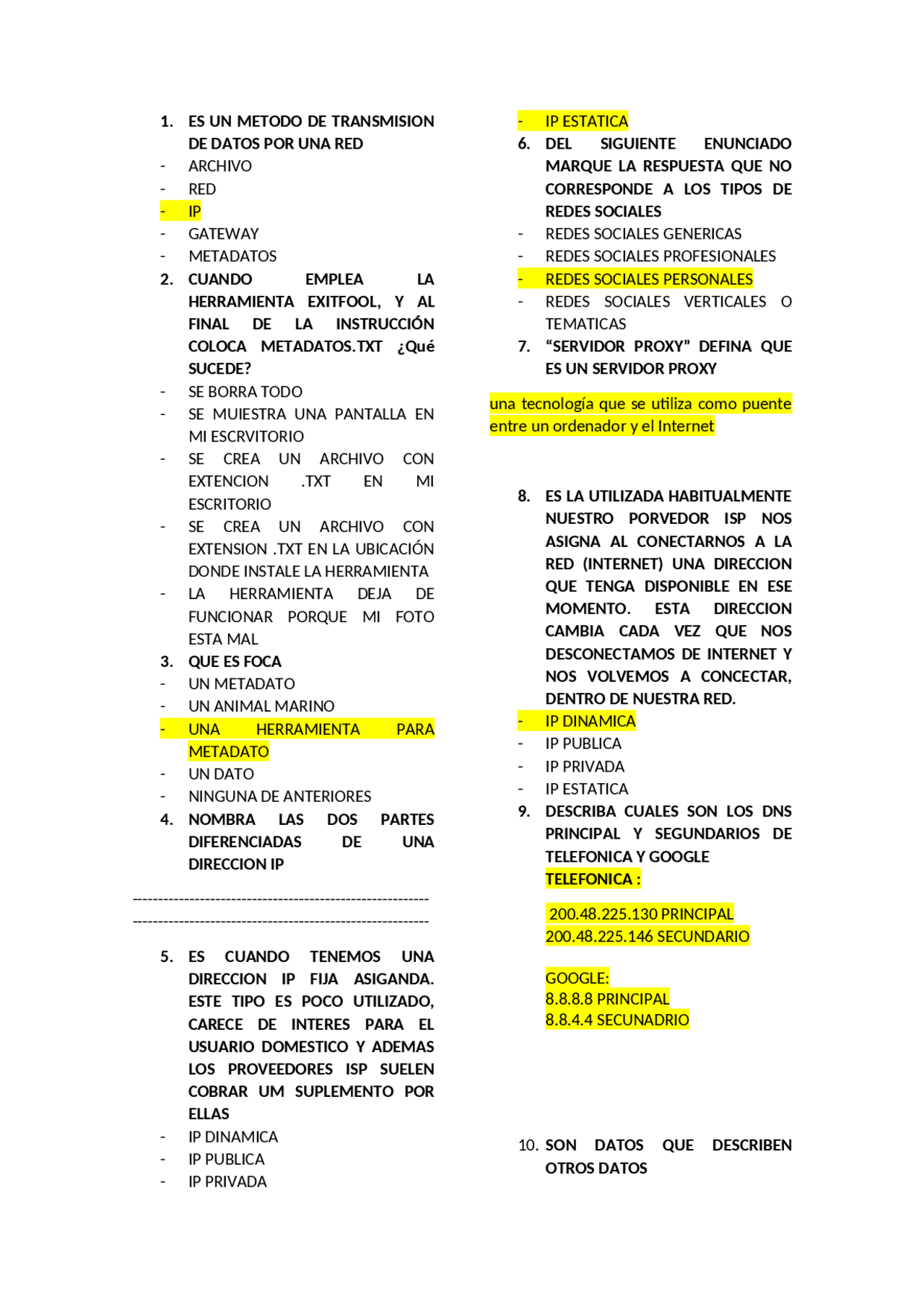 Conceptos básicos de redes y metadatos | Esquemas y mapas conceptuales de Ingeniería | Docsity