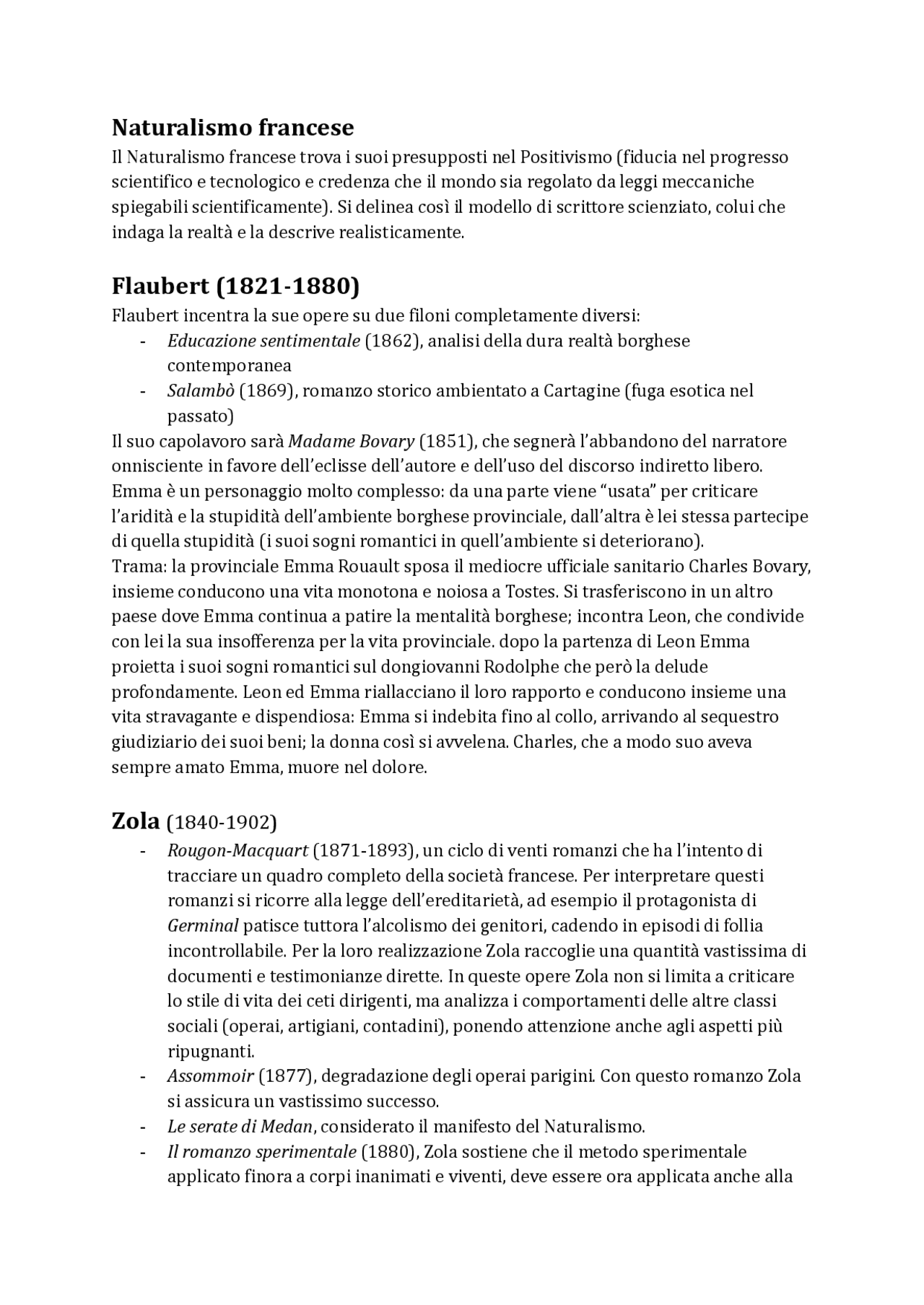 Naturalismo Riassunto Letteratura Schemi E Mappe Concettuali Di