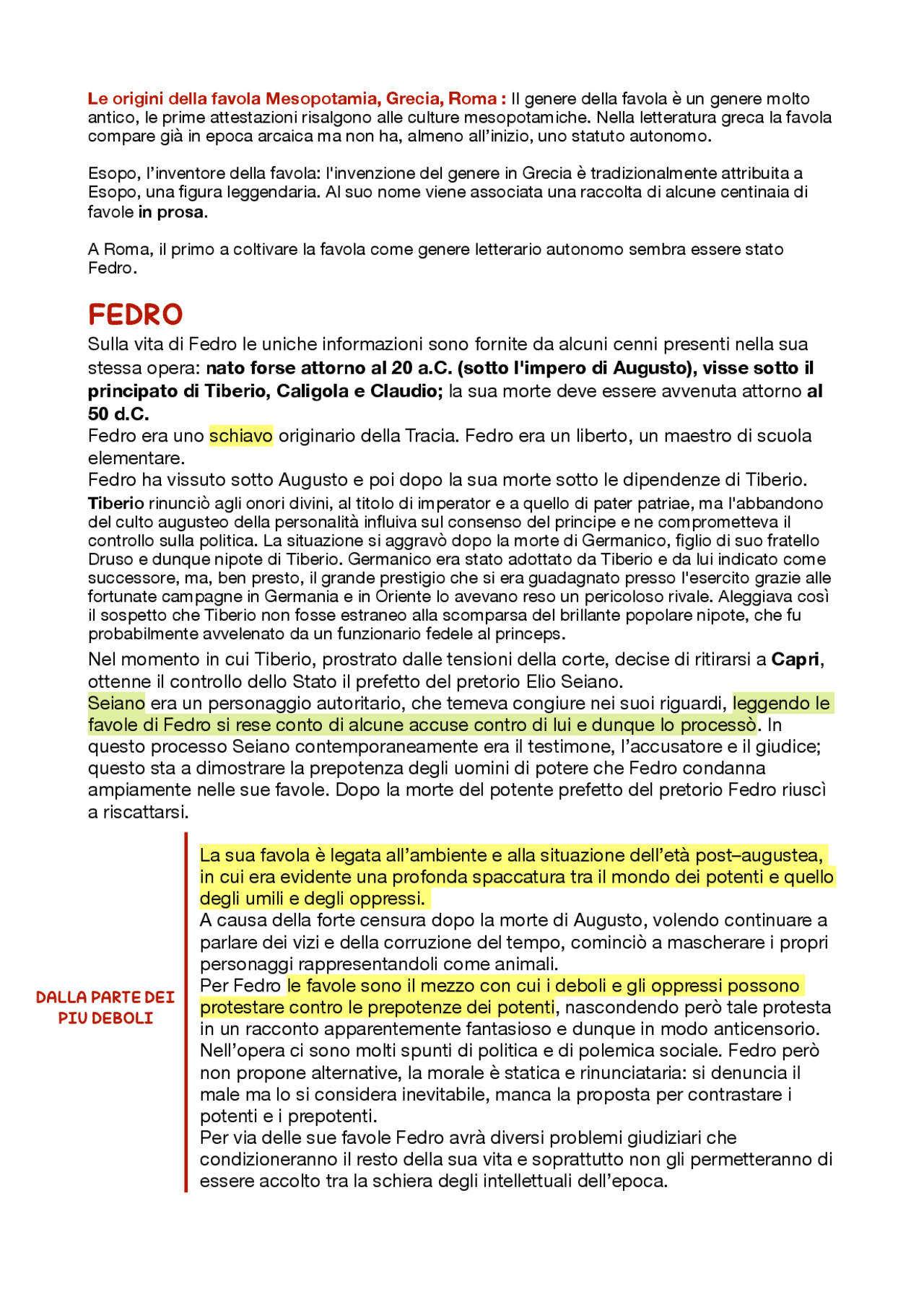 Fedro Vita Opere E Confronti Appunti Di Latino Docsity