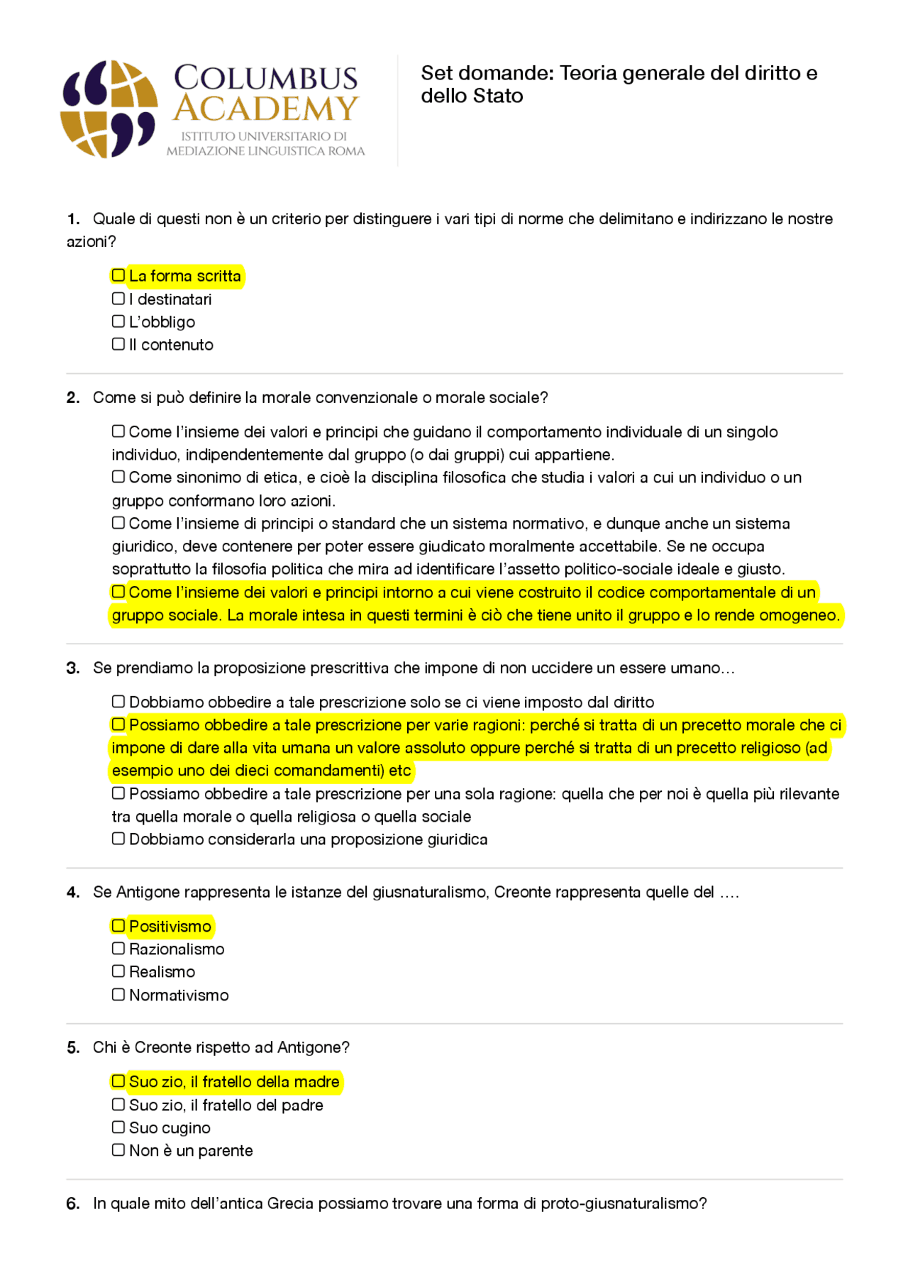 Teoria Generale Del Diritto E Dello Stato Columbus Academye Campus