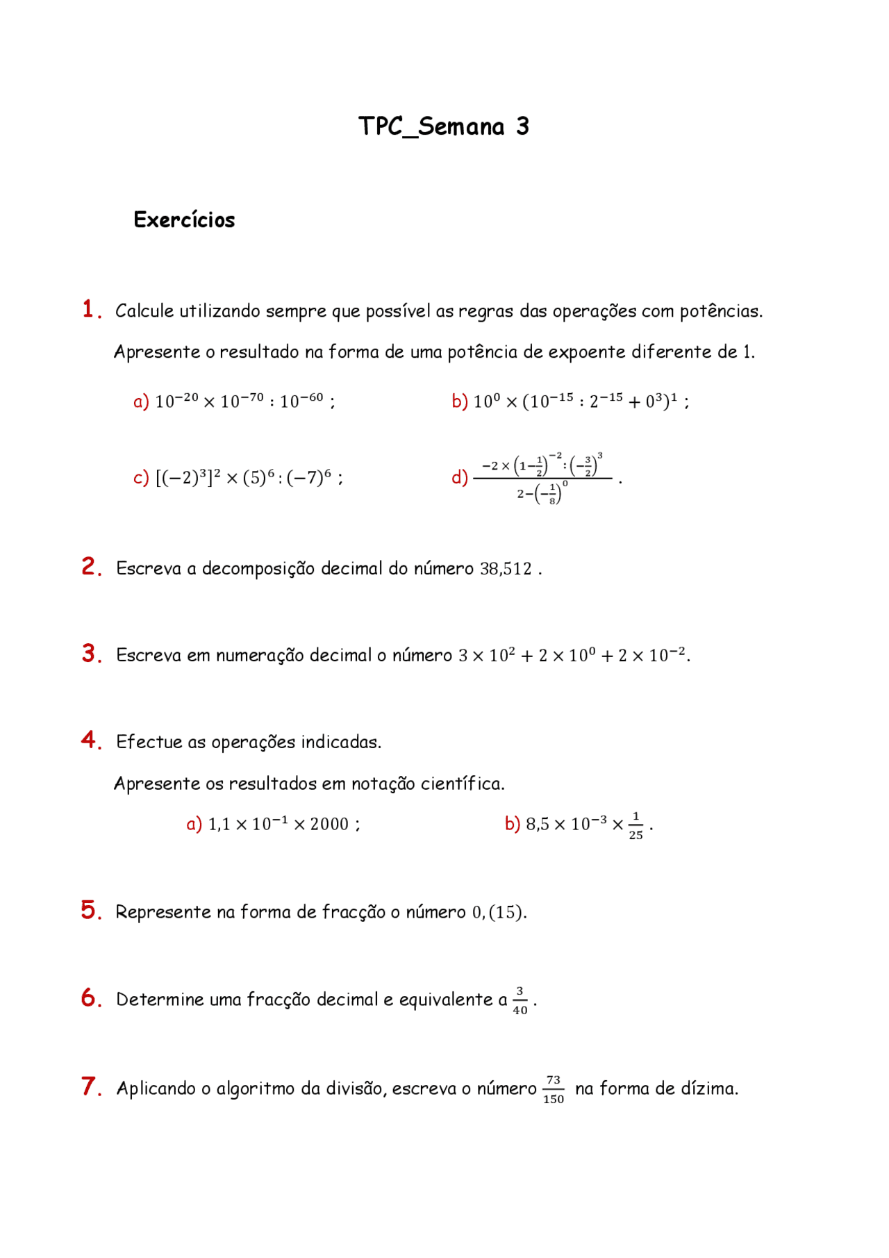 Matematica 8º Ano Exercicios Exercícios Matemática Docsity