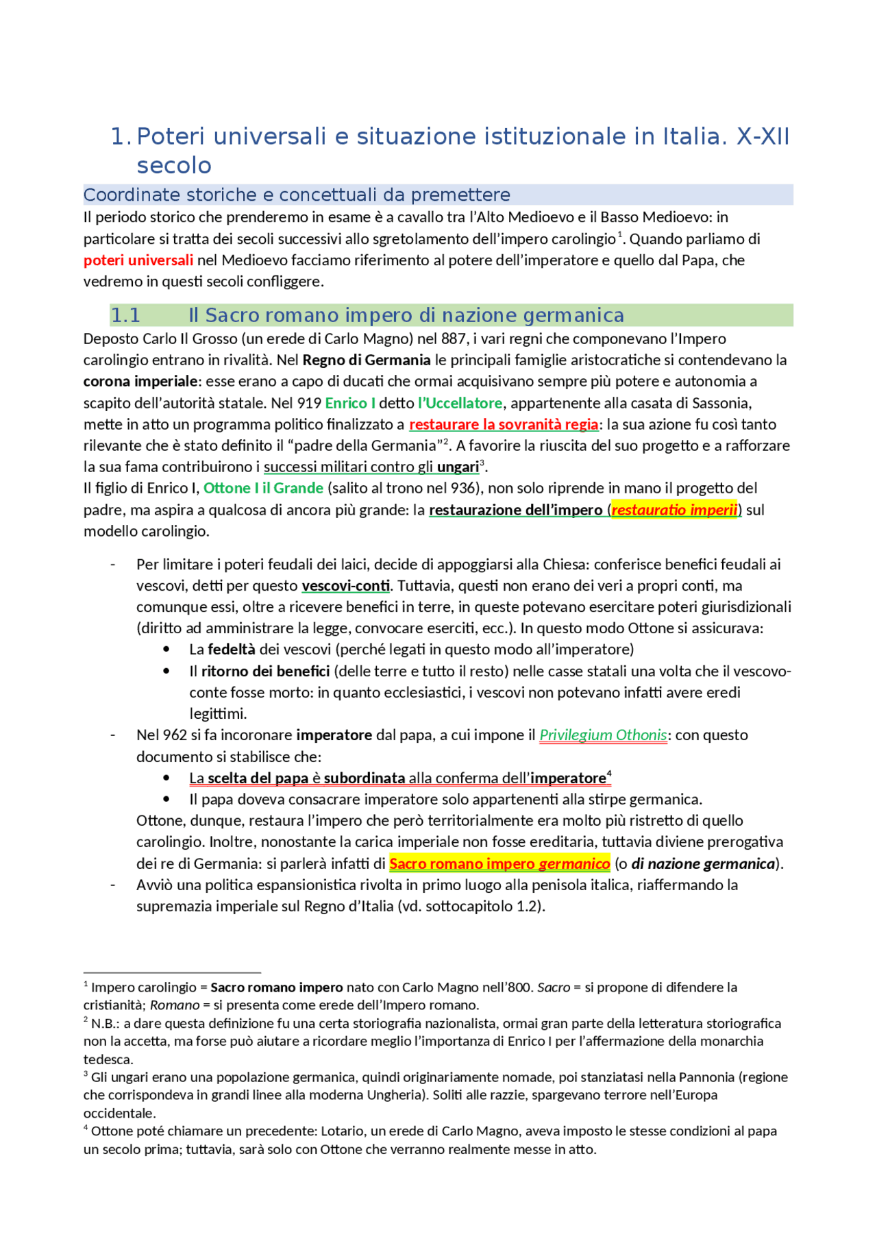 Riassunto Ottoni, Italia, Normanni, Lotta per le investiture, anno ...