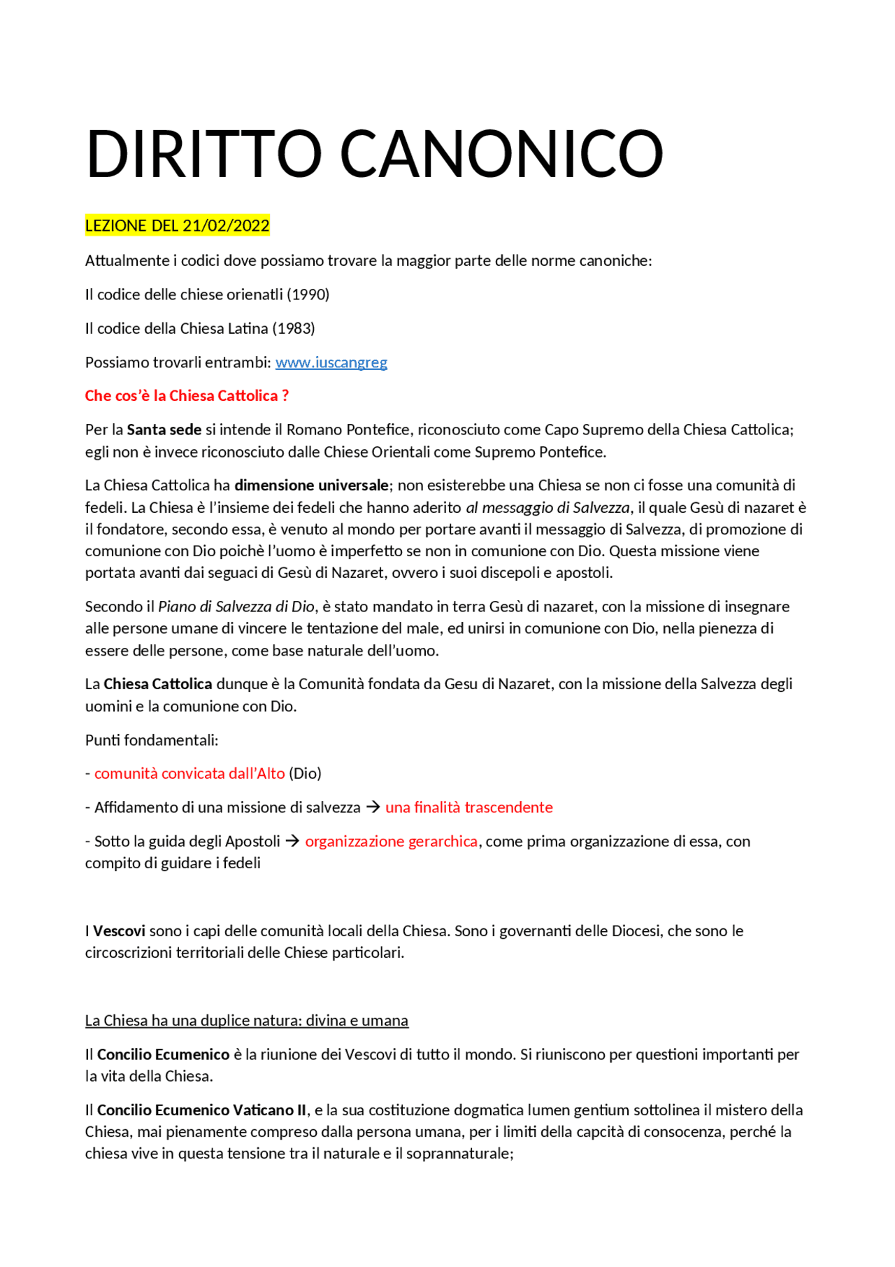 Diritto Canonico Appunti Appunti Di Diritto Canonico Docsity