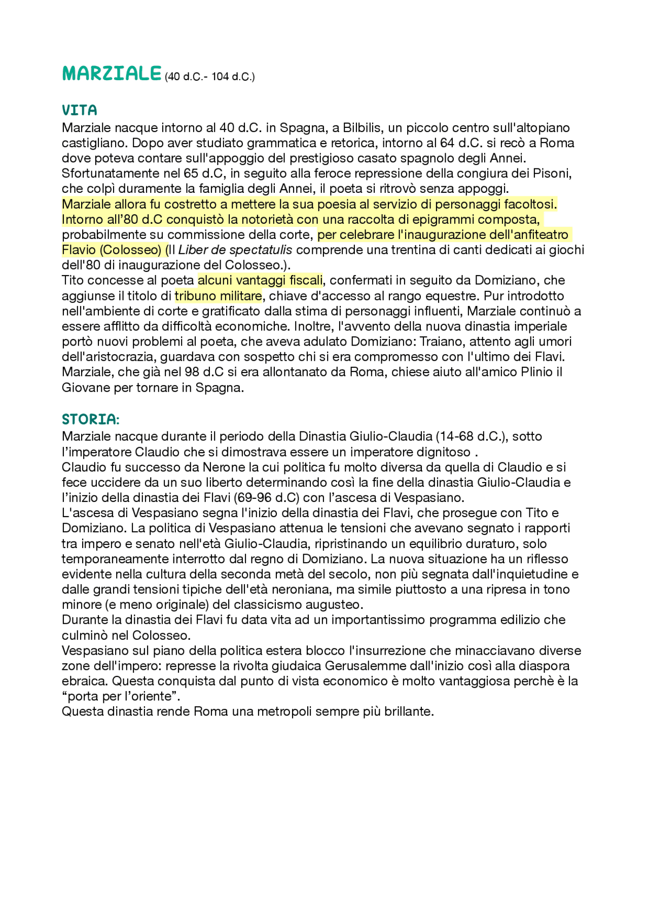 Marziale vita e opere | Appunti di Latino | Docsity