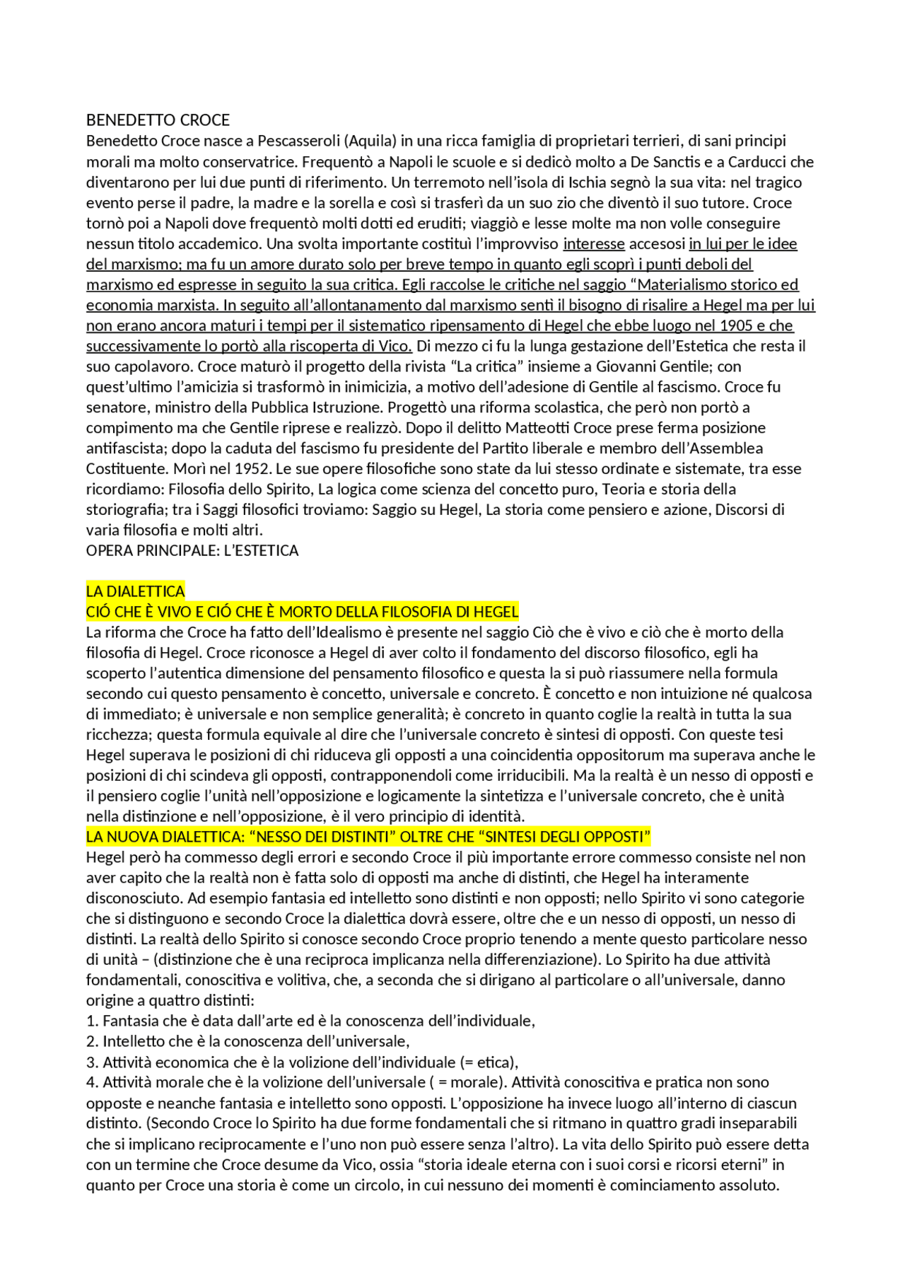 Croce Gentile Husserl Heiddeger Schemi E Mappe Concettuali Di