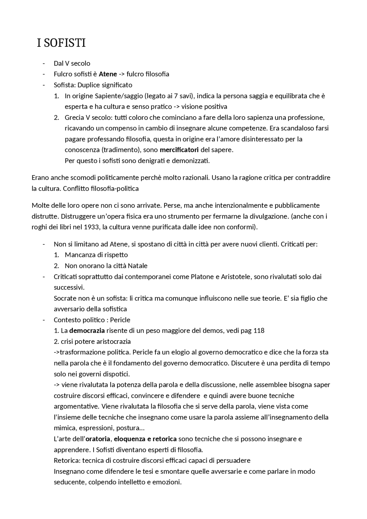 I sofisti, pensiero, metodo, caratteristiche | Appunti di Filosofia | Docsity