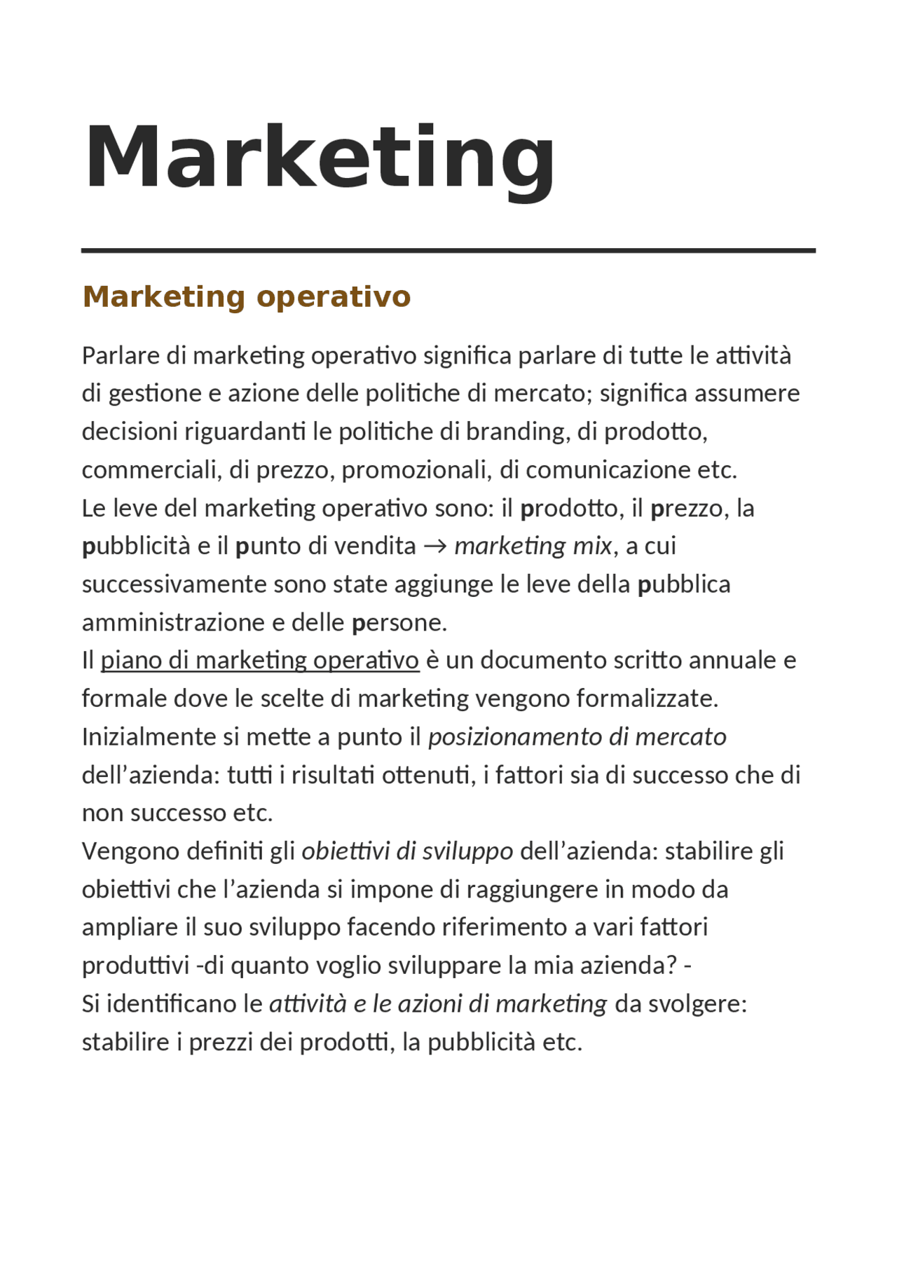 Marketing (Strategico e Operativo) | Dispense di Marketing | Docsity