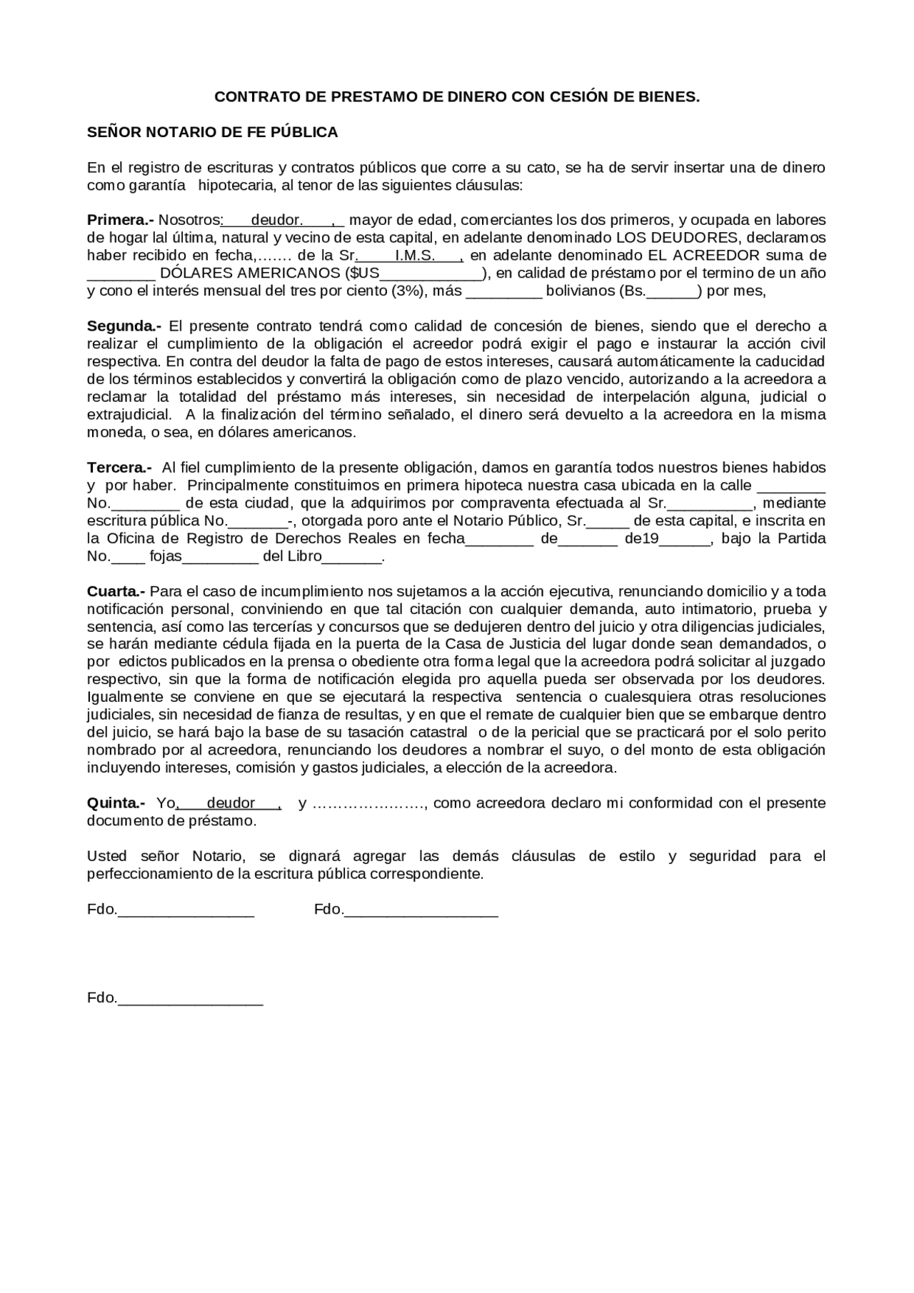 Modelo para redactar un contrato | Apuntes de Derecho Civil | Docsity