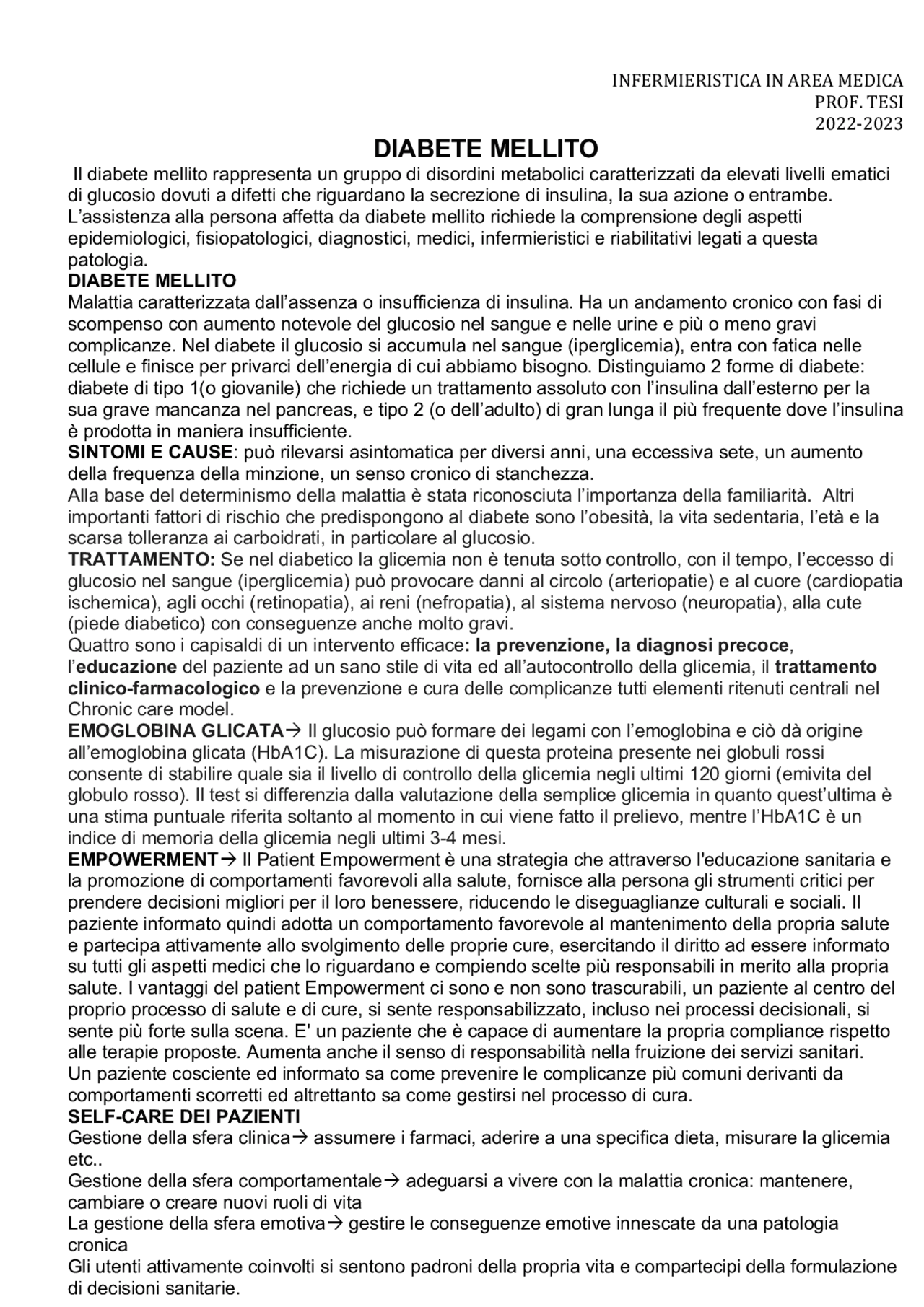 Infermieristica In Area Medica Appunti Di Infermieristica Docsity