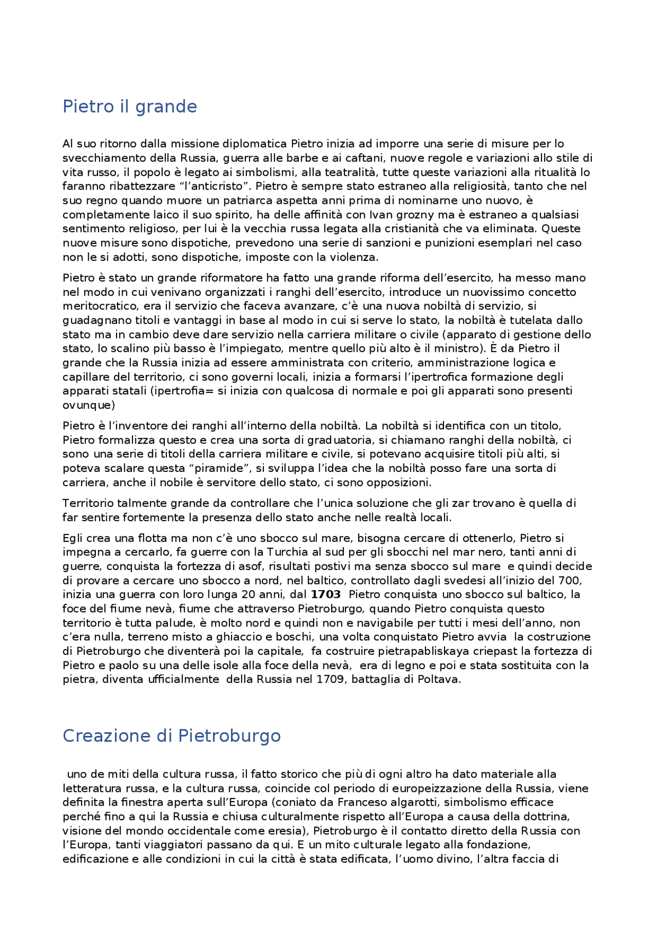 Storia della russia dagli inizi | Appunti di Letteratura Russa | Docsity