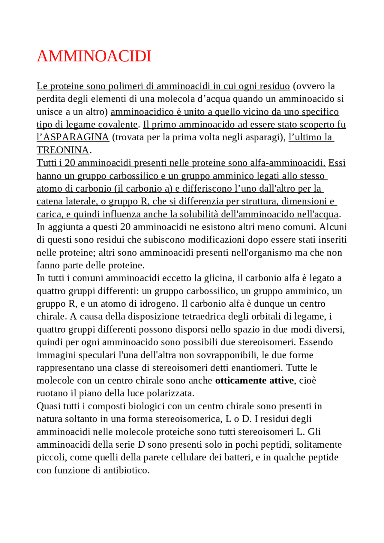 Amminoacidi Nella Biochimica Schemes And Mind Maps Biochemistry Docsity