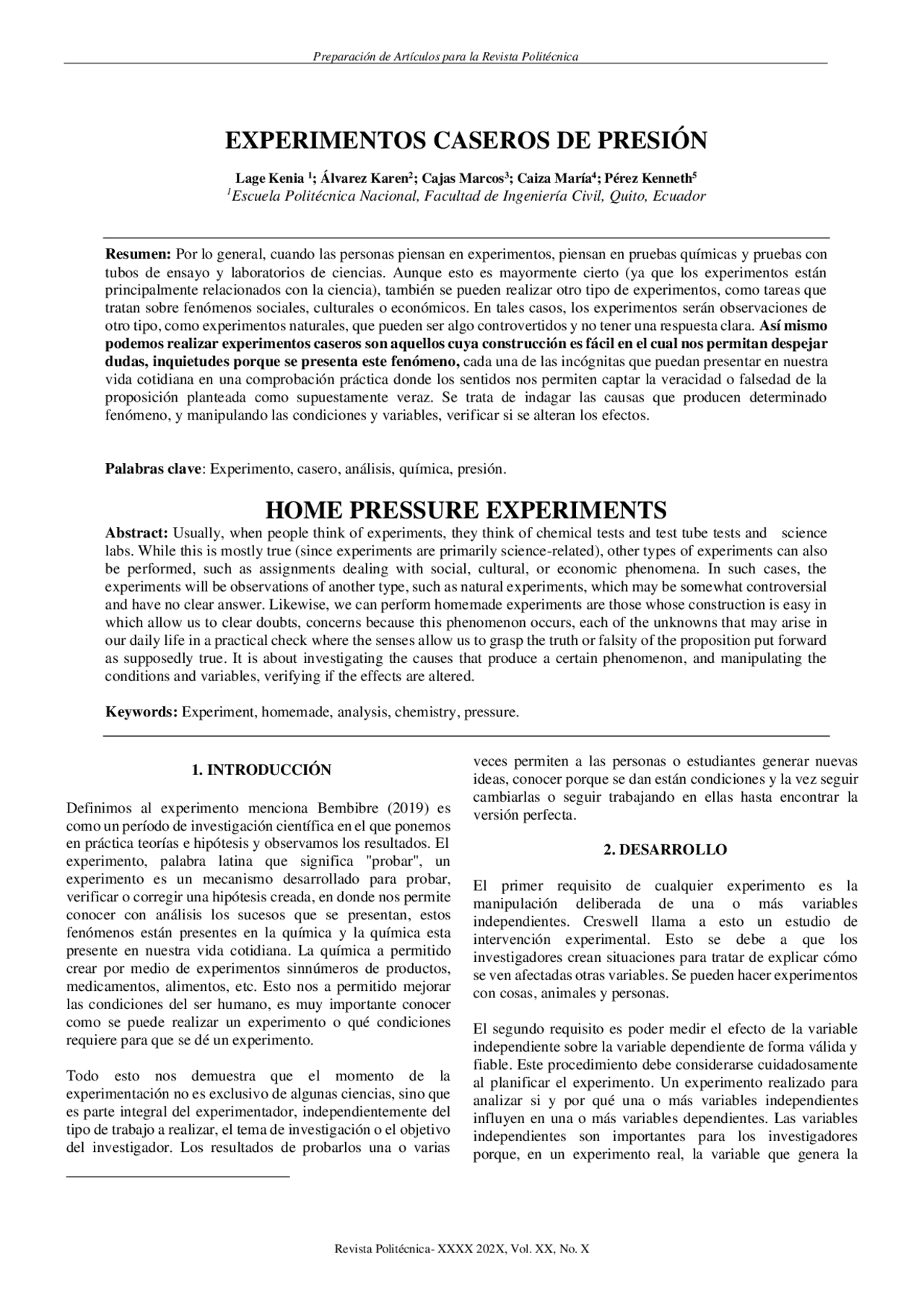 Experimentos Caseros De Descidad Resúmenes De Química Docsity