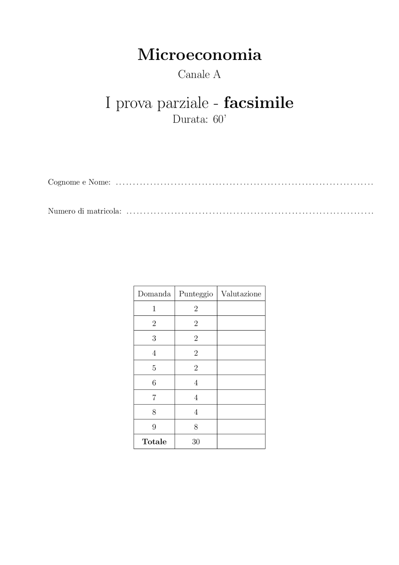 Prova Esame Microeconomia Tutto Il Programma Prove Desame Di
