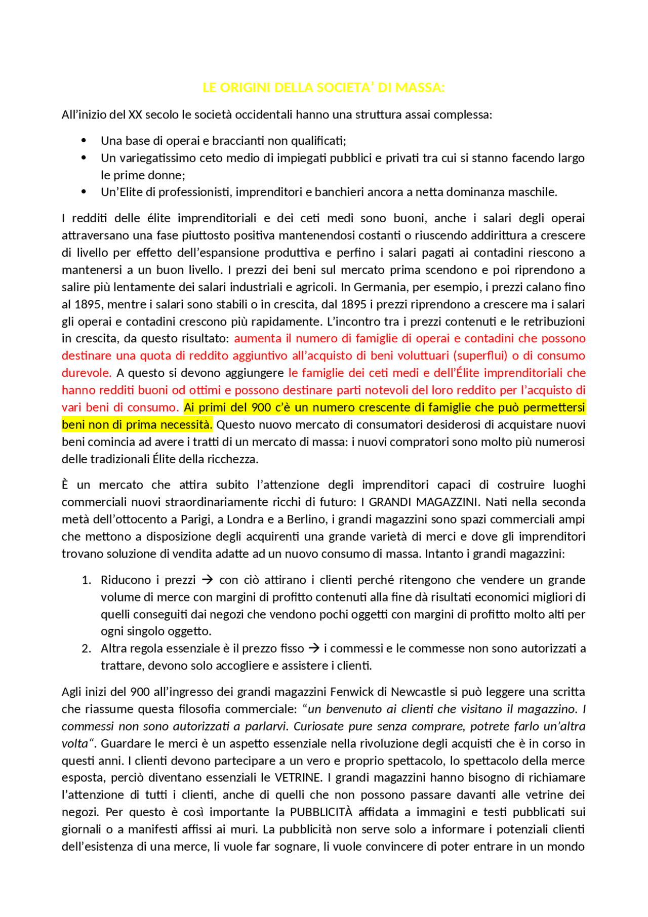 Le Origini Della Società Di Massa Appunti Di Storia Docsity