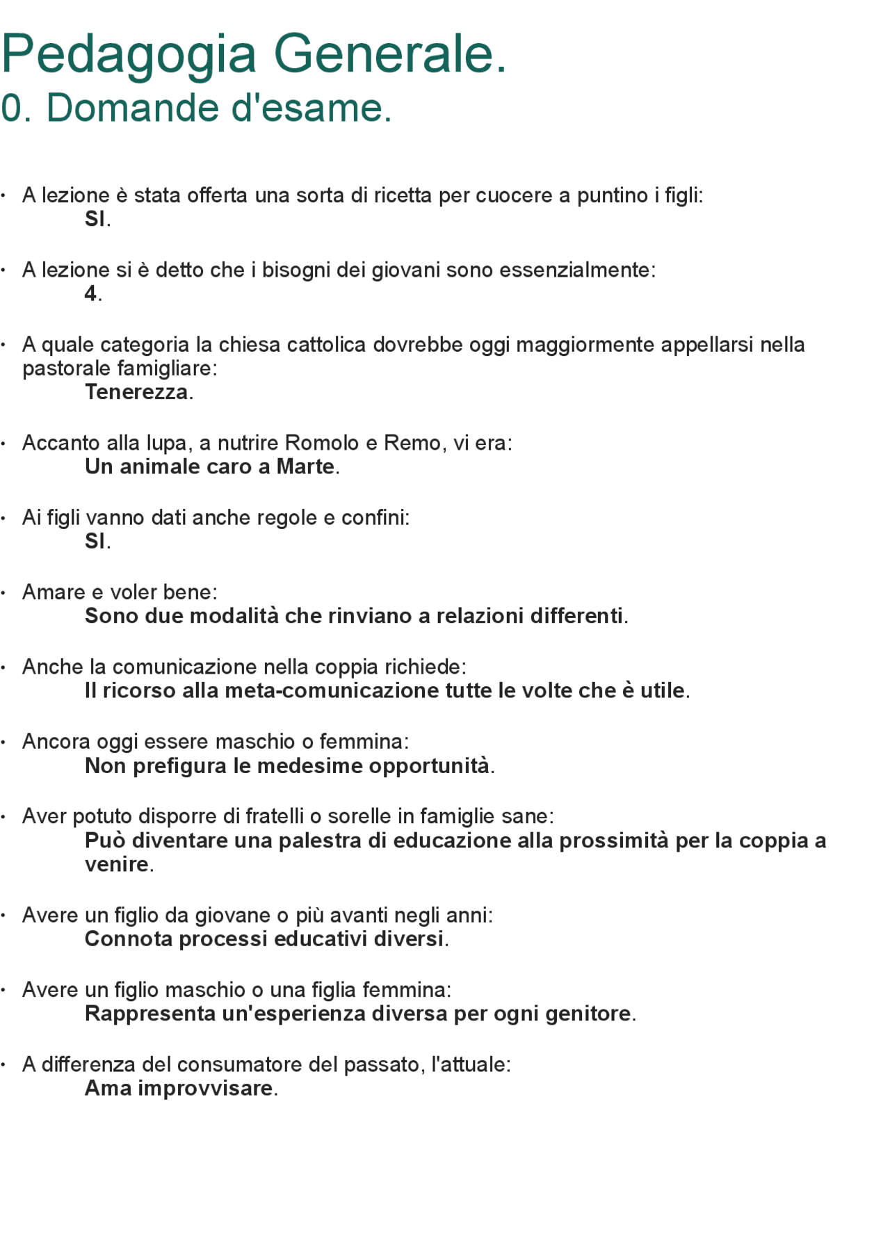 Pedagogia Generale Prove Desame Con Più Di 300 Domande Prove D