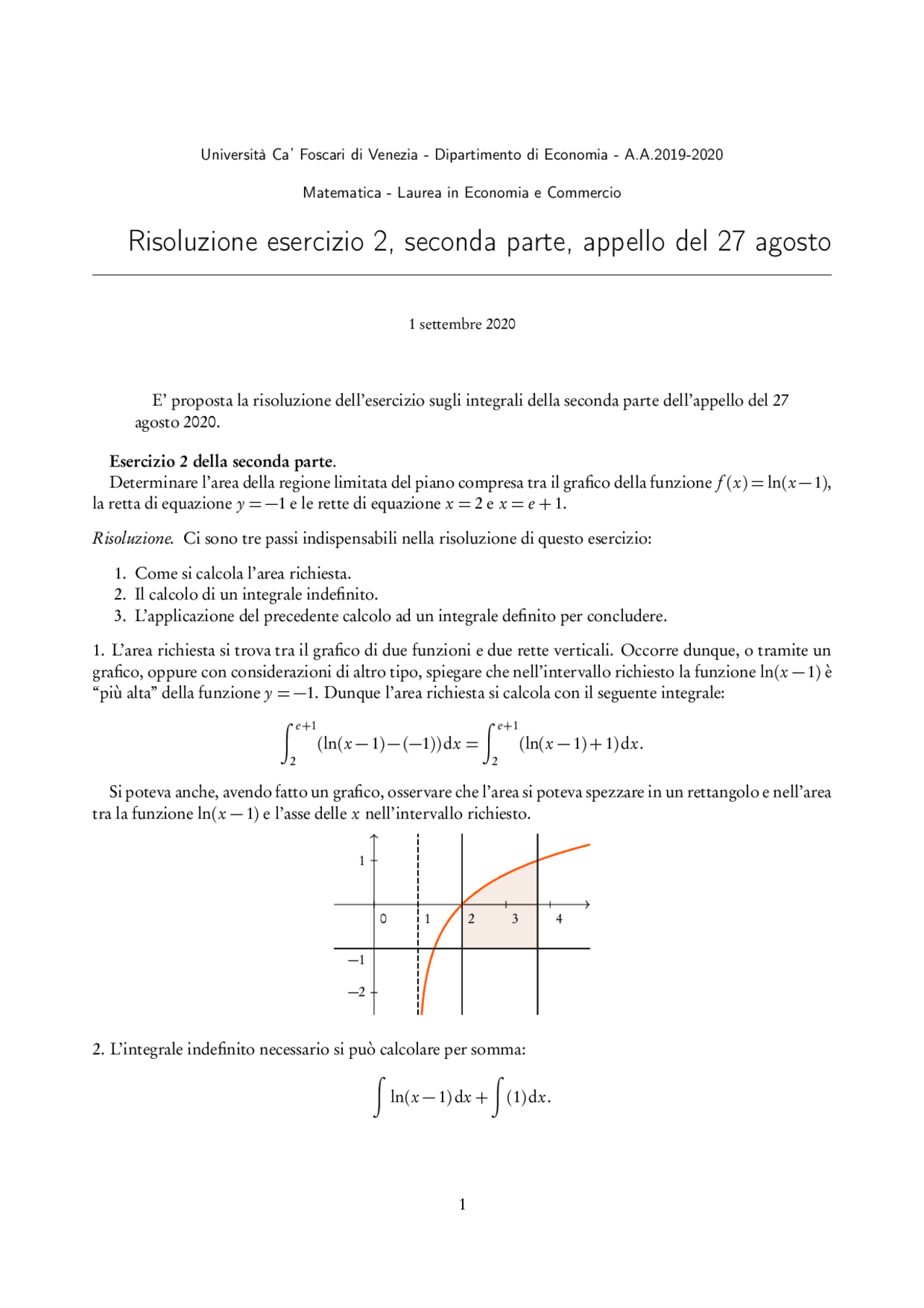 Esame Agosto 2020 Con Soluzione Prove Desame Di Matematica Generale