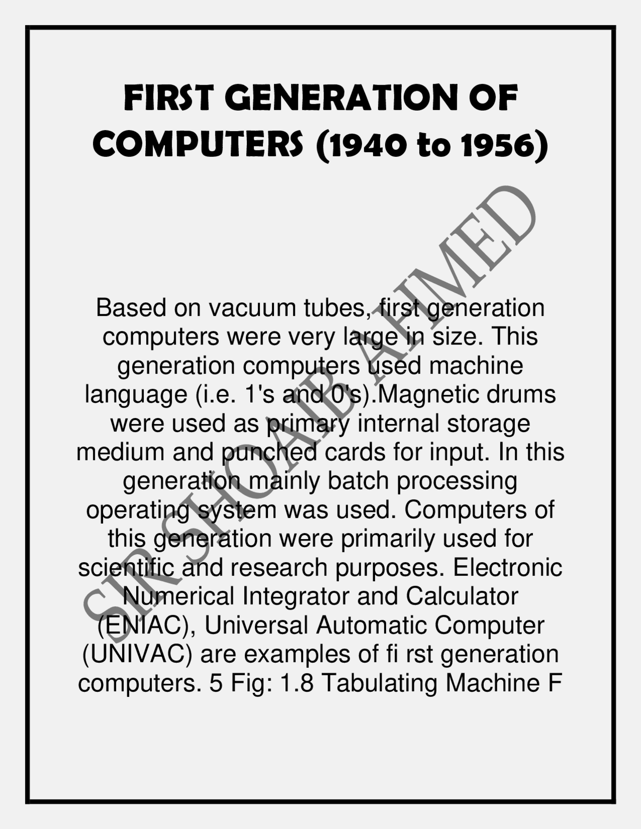 Generation Of Computers Cheat Sheet Computer Science Docsity