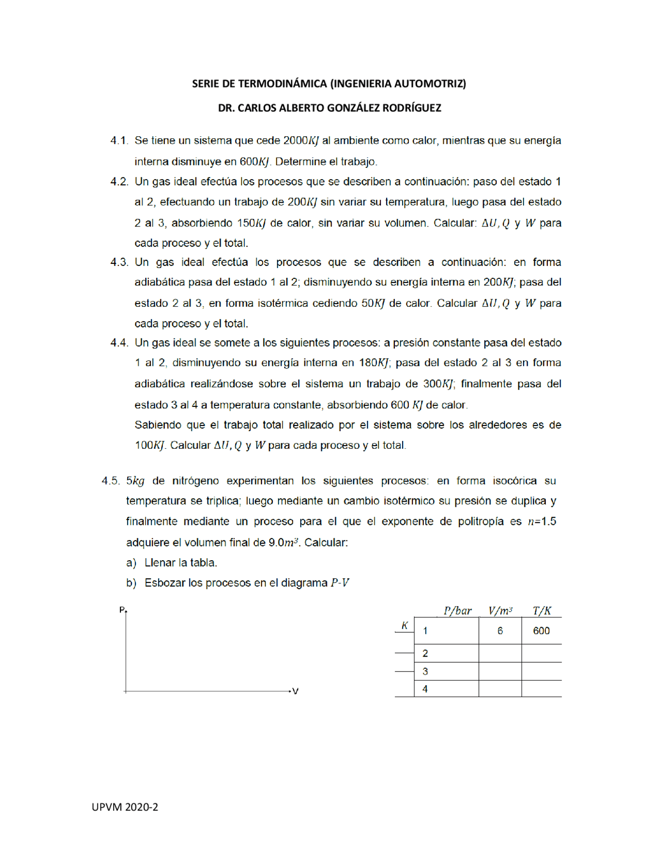 Problemas de Termodinamica (Para Resolver) | Ejercicios de Termodinámica | Docsity