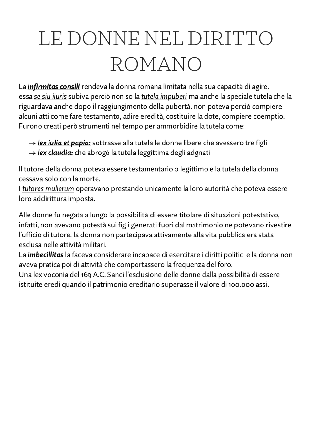 La condizione della donna | Schemi e mappe concettuali di Diritto ...