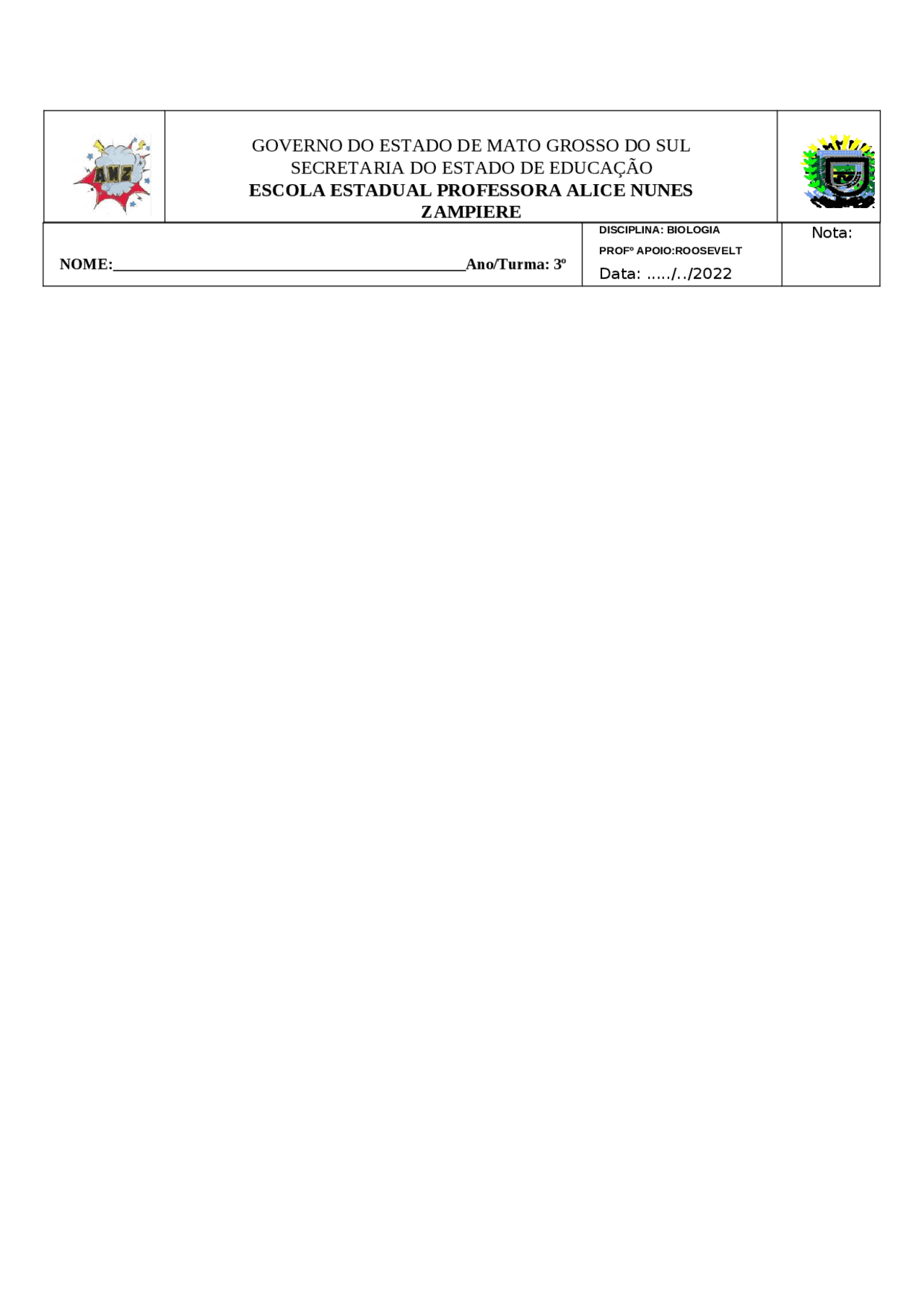 Atividades Adaptadas Resumos Biologia Docsity
