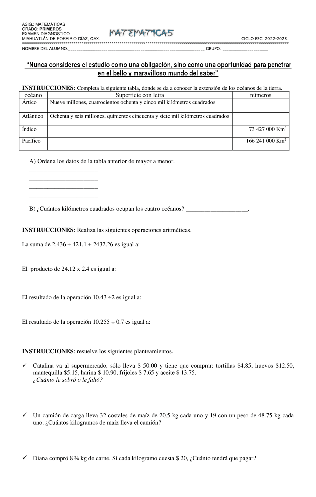 Ejercicios De Matematicas Esercizi Di Matematica Docsity