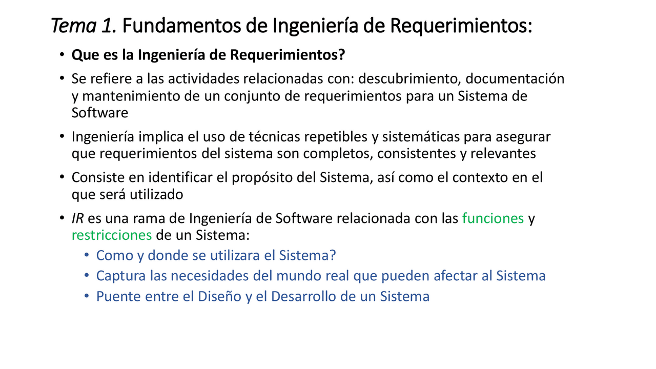 Ingeniería De Requerimientos Apuntes De Ingeniería De Requisitos