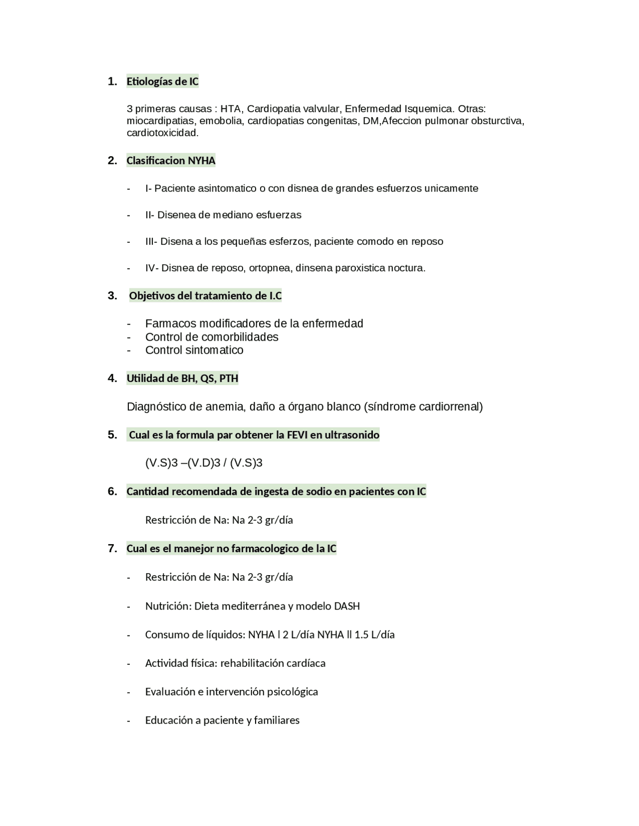 Patologia Insuficiencia Cardiaca Apuntes De Cardiología Docsity