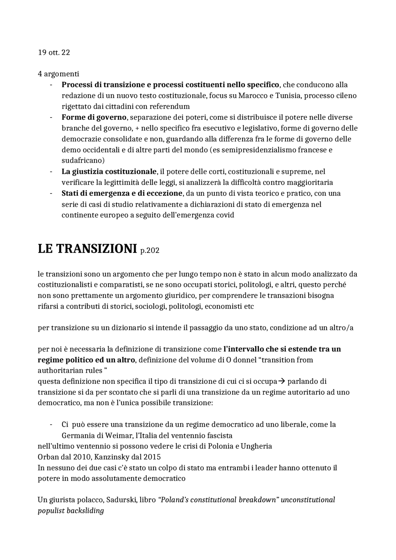 Appunti del modulo 1 del corso | Appunti di Diritto Pubblico Comparato | Docsity