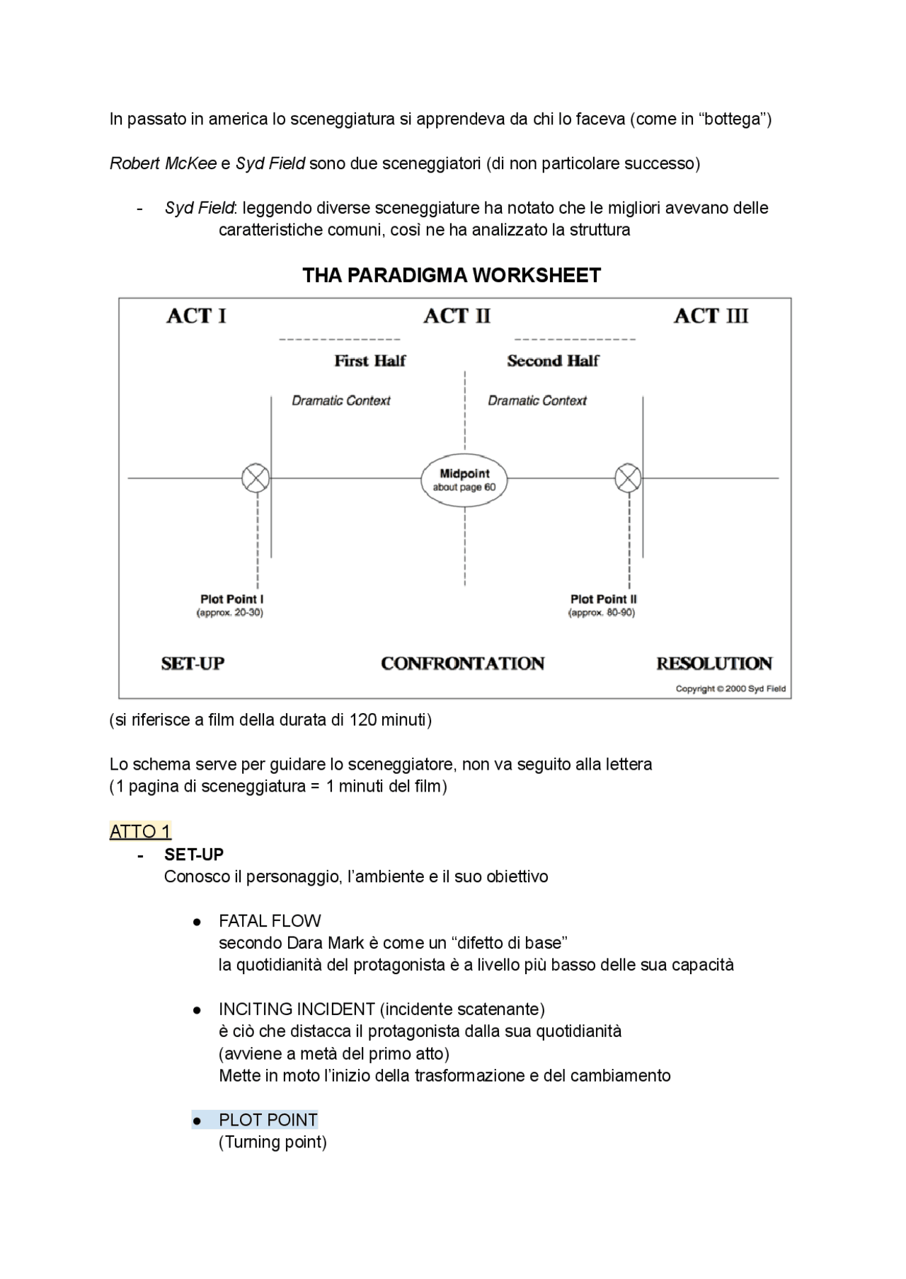Sceneggiatura: la struttura e il paradigma di Syd Field | Appunti di ...