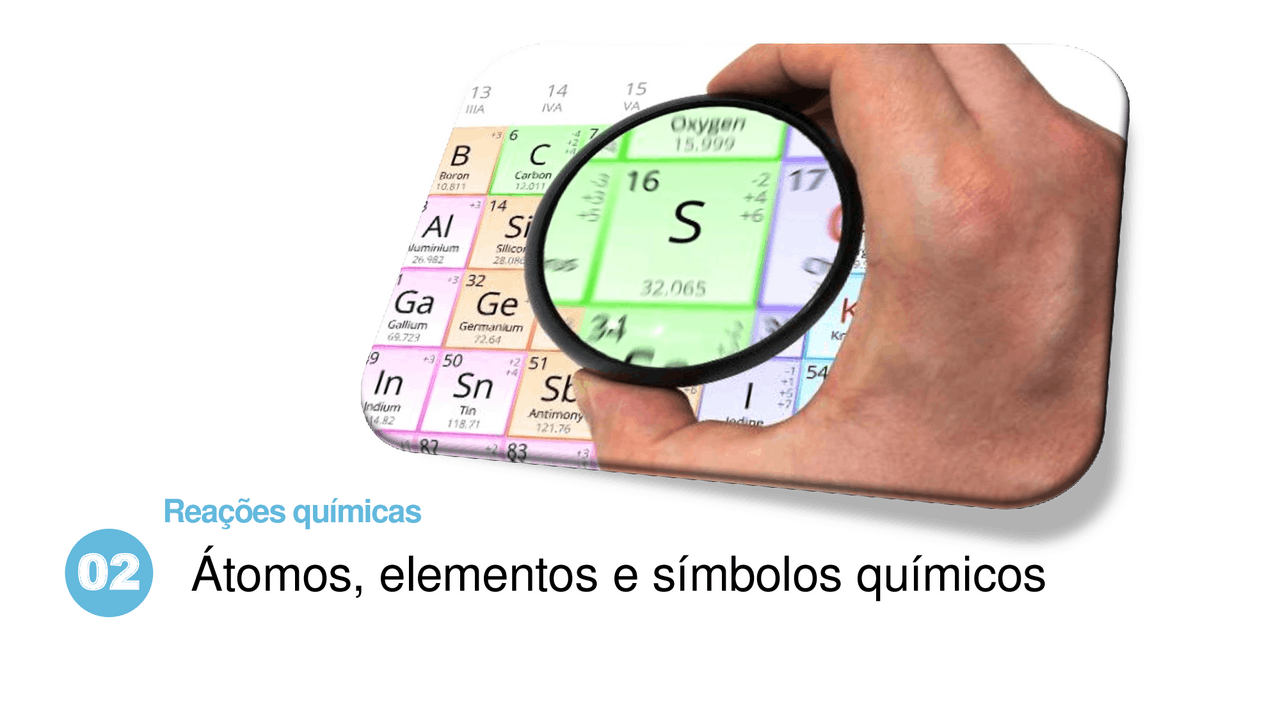 Átomos, elementos e símbolos químicos | Slides Química | Docsity